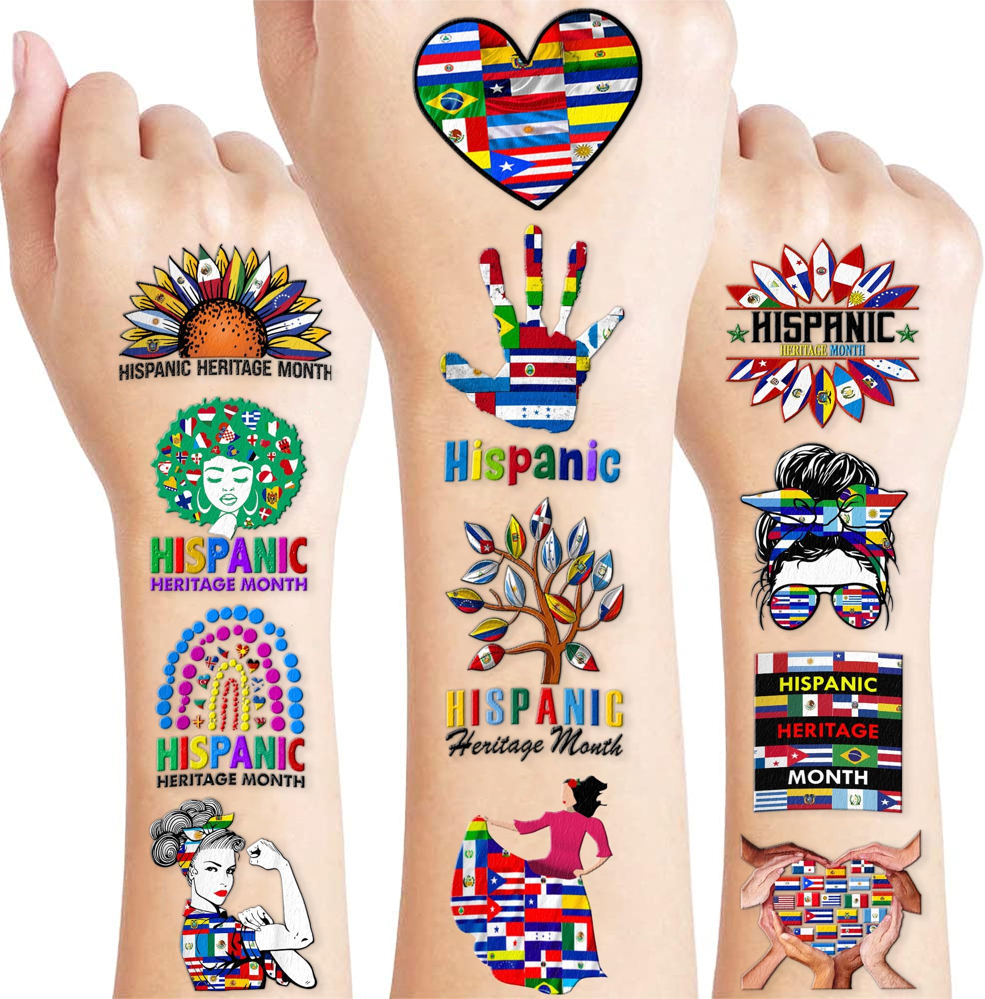 Amazon.com : 100 PCS Hispanic Heritage Month Temporary Tattoos Themed ...