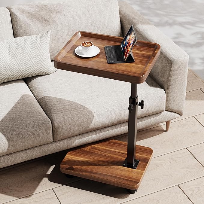 C Table End Table Adjustable Height, 360°Swivel TV Tray Table for Small ...