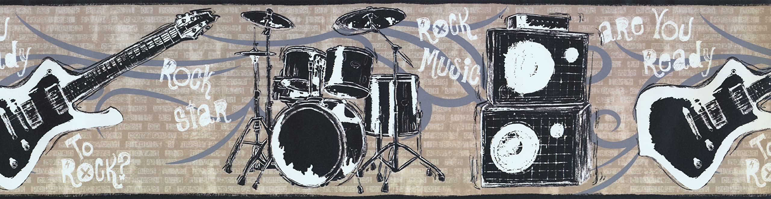 Black Guitar Wallpaper Border