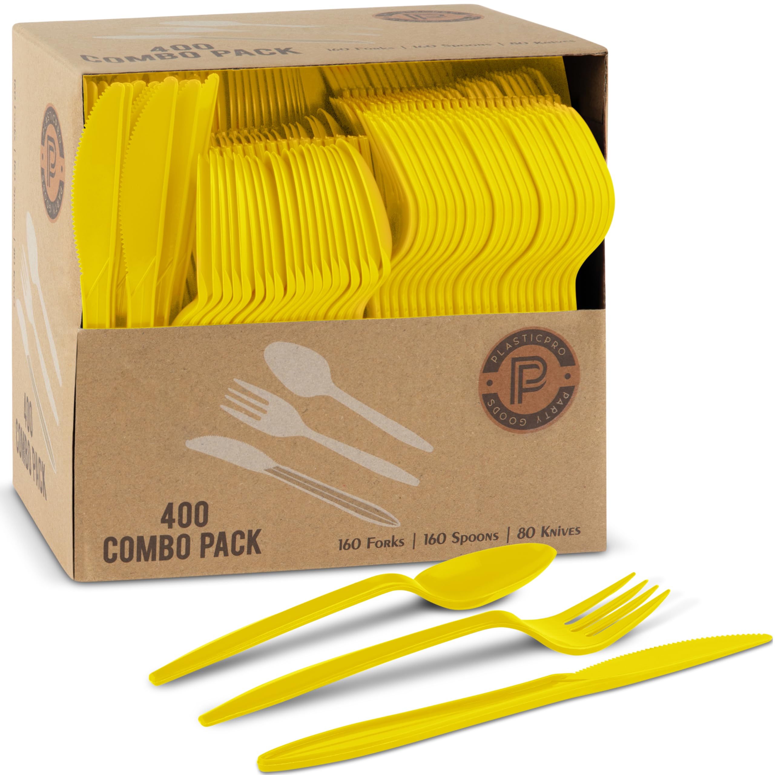 Amazon.com: PLASTICPRO 400 Pack Disposable Plastic Utensils Assorted ...