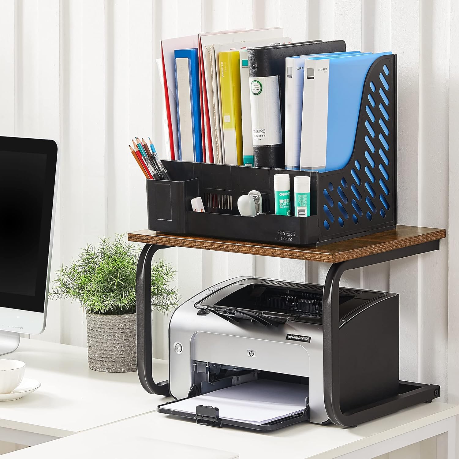 Amazon.com : VECELO 2-Tier Vintage Printer Stand Holder, Small Desktop ...