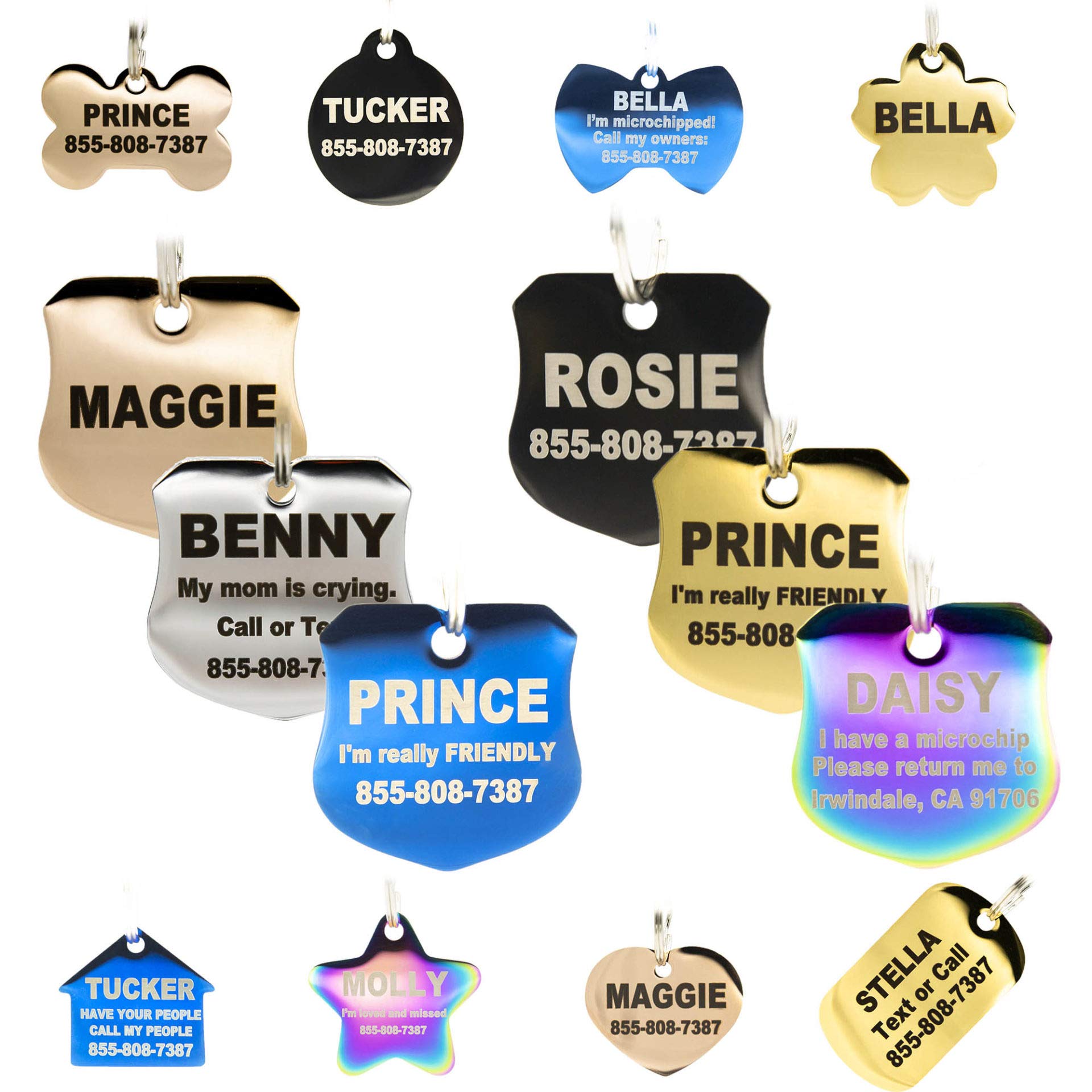 Amazon.com: Engraved Dog Tags Personalized - Stainless Steel Engraved ...