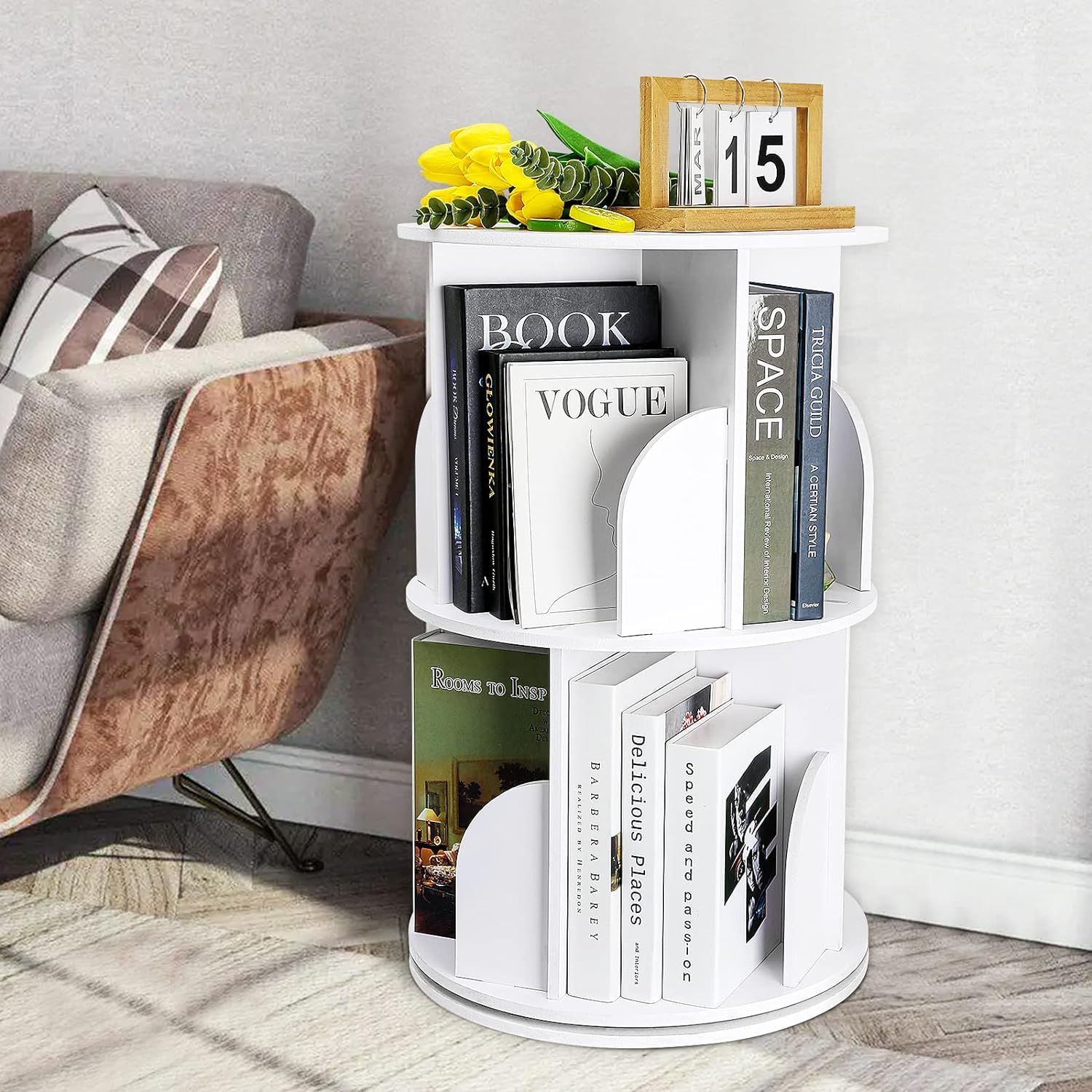 Snapklik.com : YGYQZ Upgraded Rotating Bookshelf - Bling 360 View ...