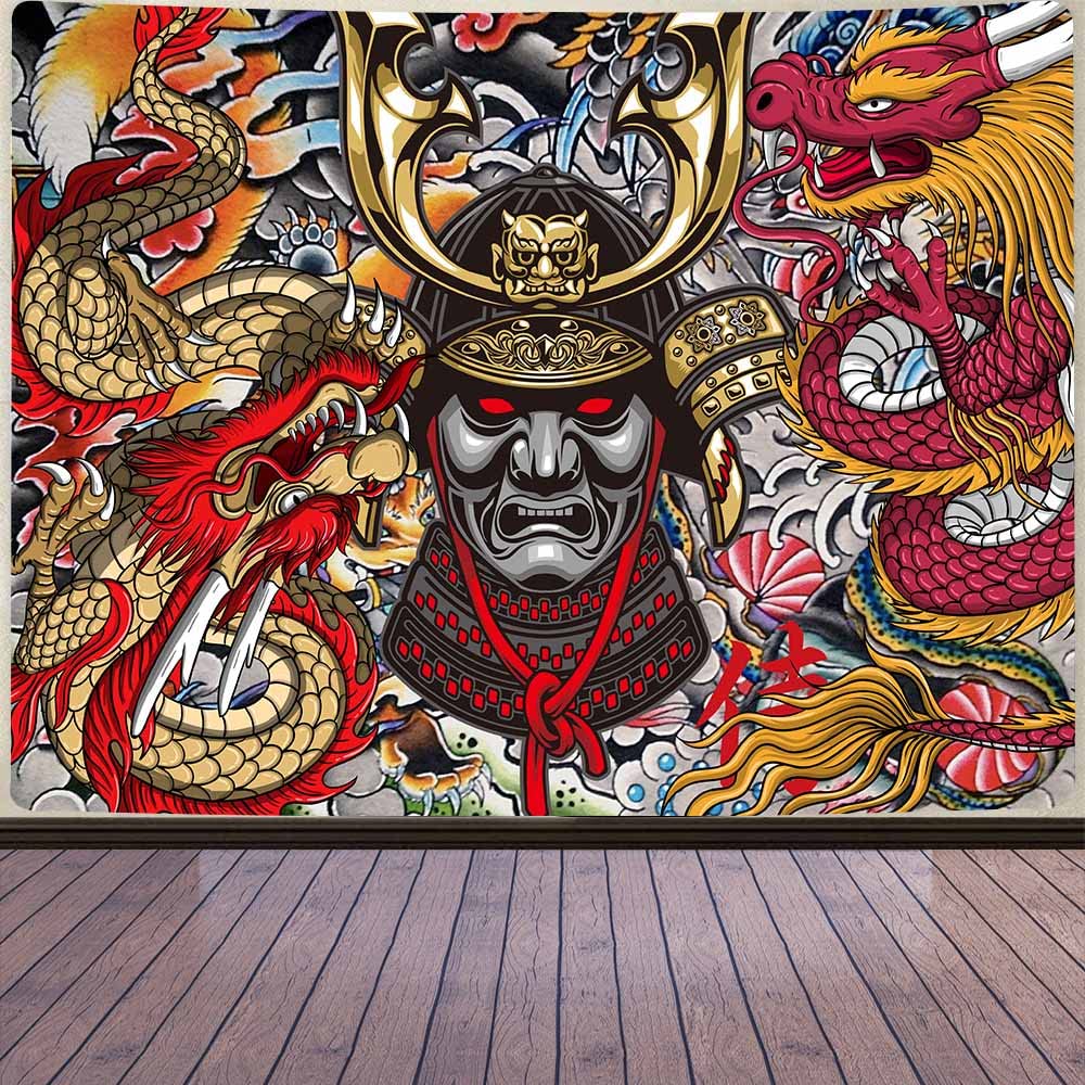 Poster Samouraï Japonais Rouge 50x70cm Tableau Samouraï Japonais Sur ...