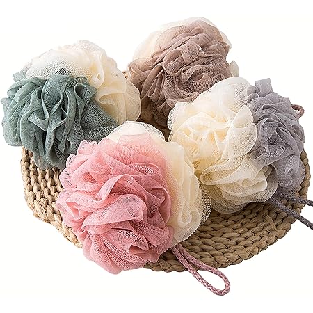 Amazon.com: TCOTBE 4 Pack Loofah Bath Sponge Lace Mesh,Sponge Loofahs ...