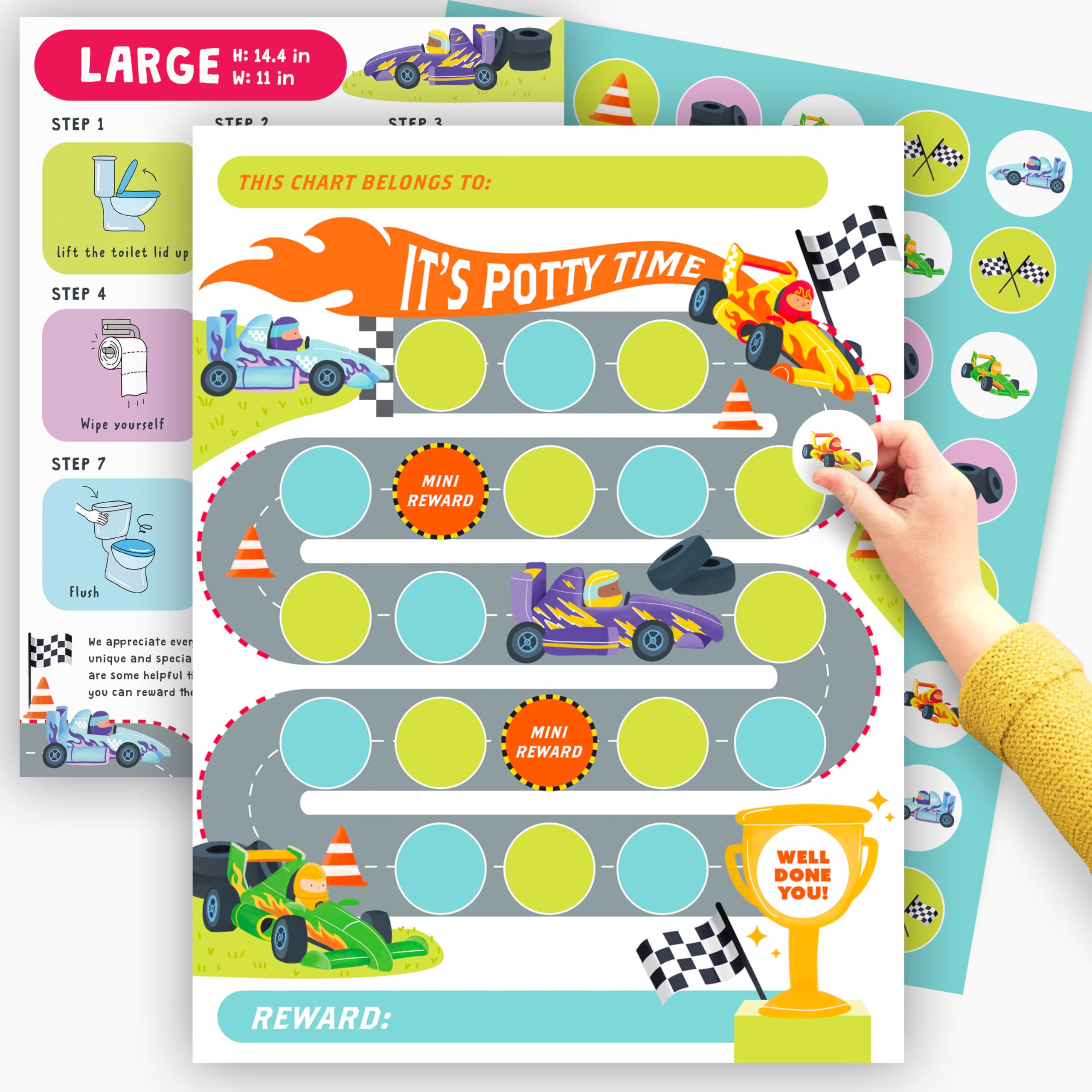 Amazon.com: Potty Training Reward Chart x10 pcs - Race Car Potty ...
