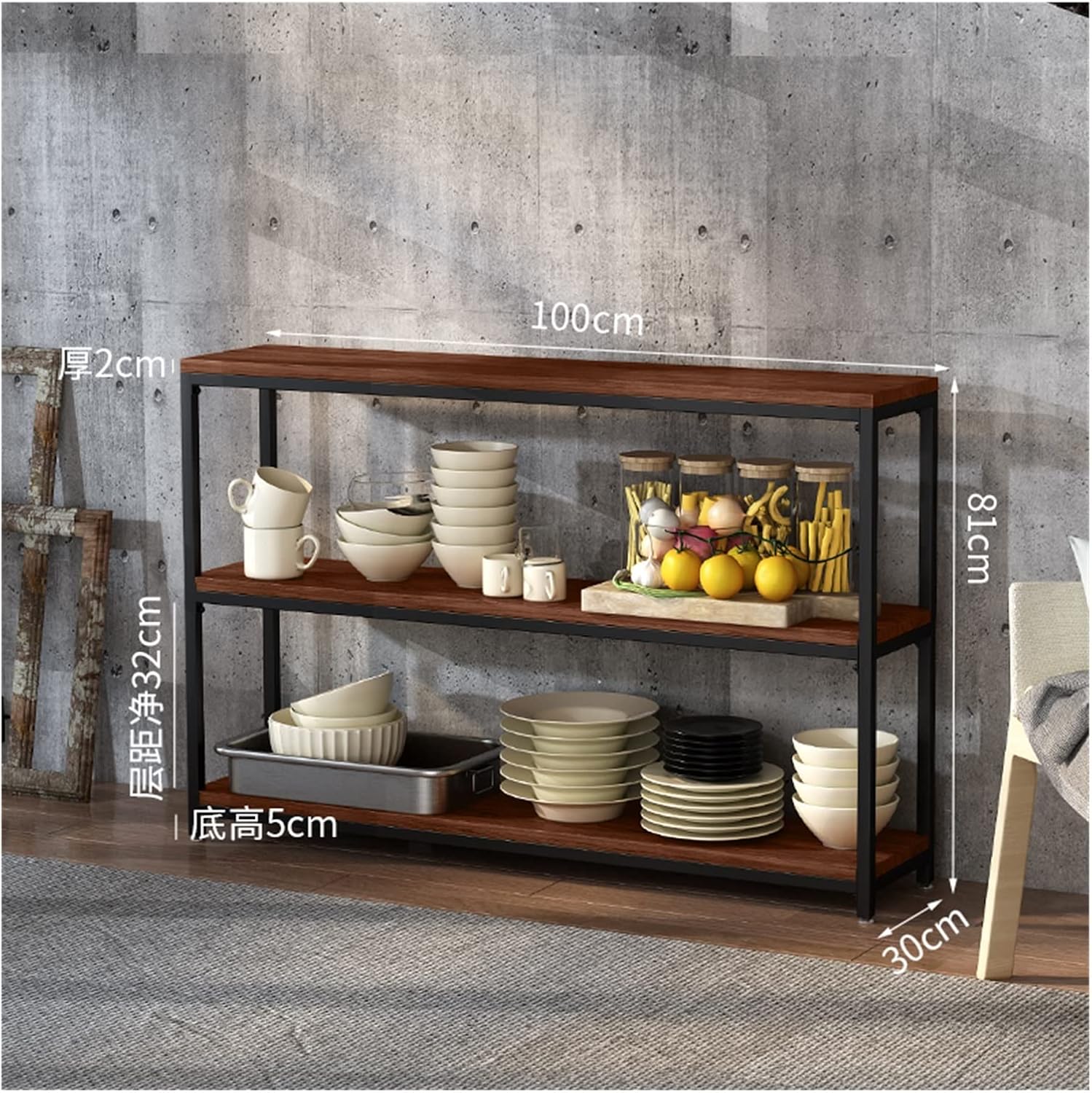 Amazon.com: Retro Solid Wood Partition Shelf, Floor-to-Ceiling Kitchen ...