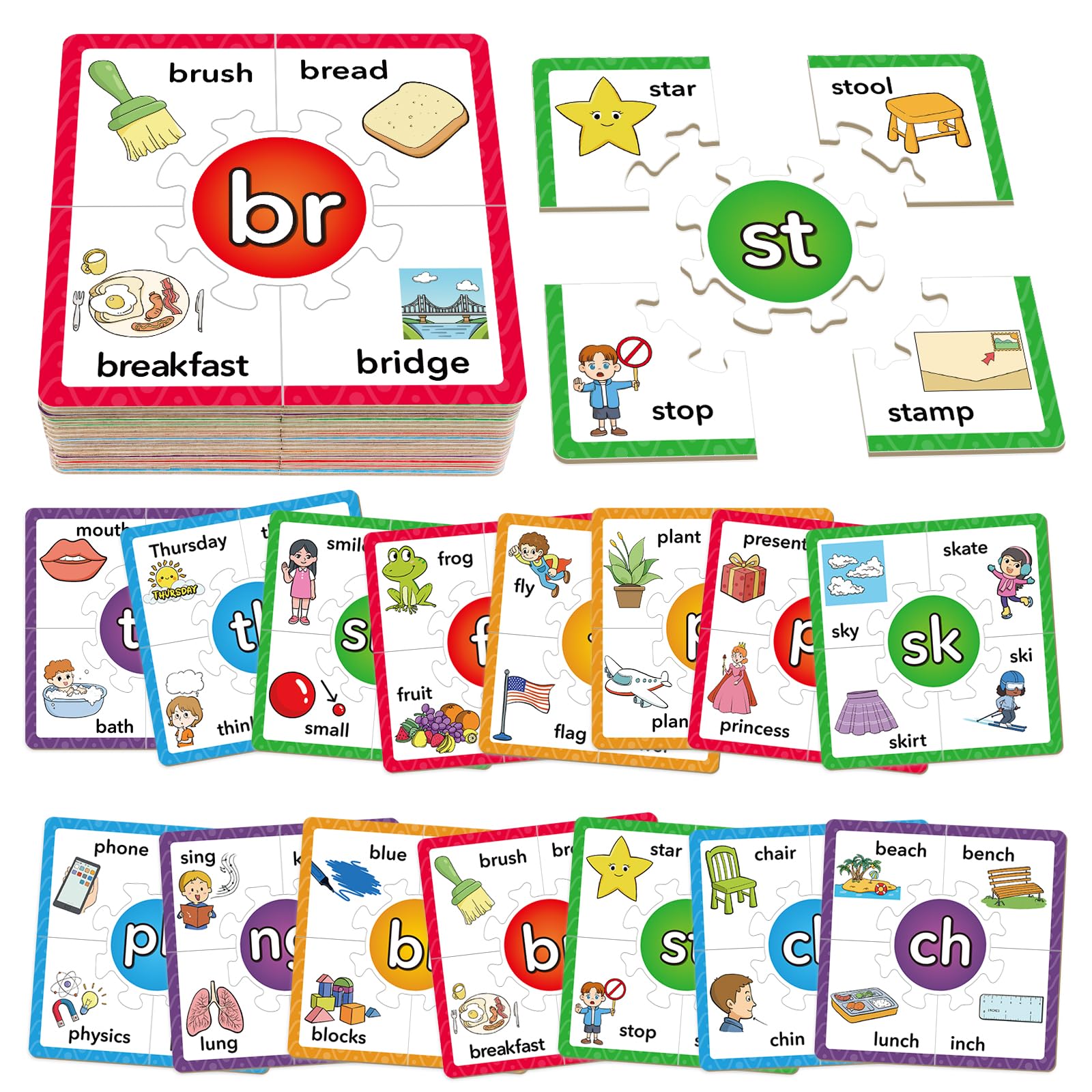 Snapklik.com : Phonics Puzzle, Rhyming Games Phonics Games Flash Cards For Kids Toddler, Learn ...