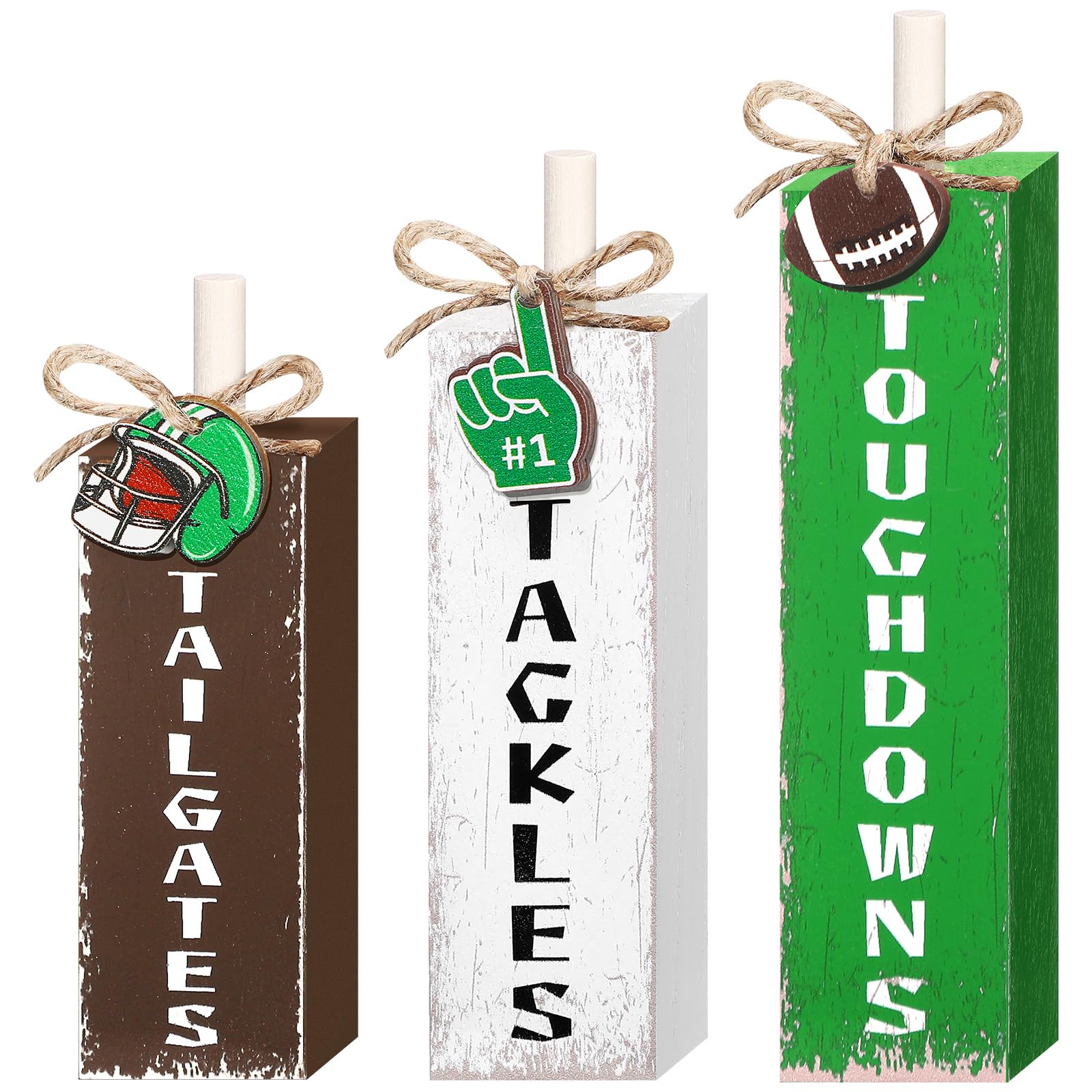 Amazon.com: Redbaker 3 Pcs Football Tiered Tray Decor Football ...