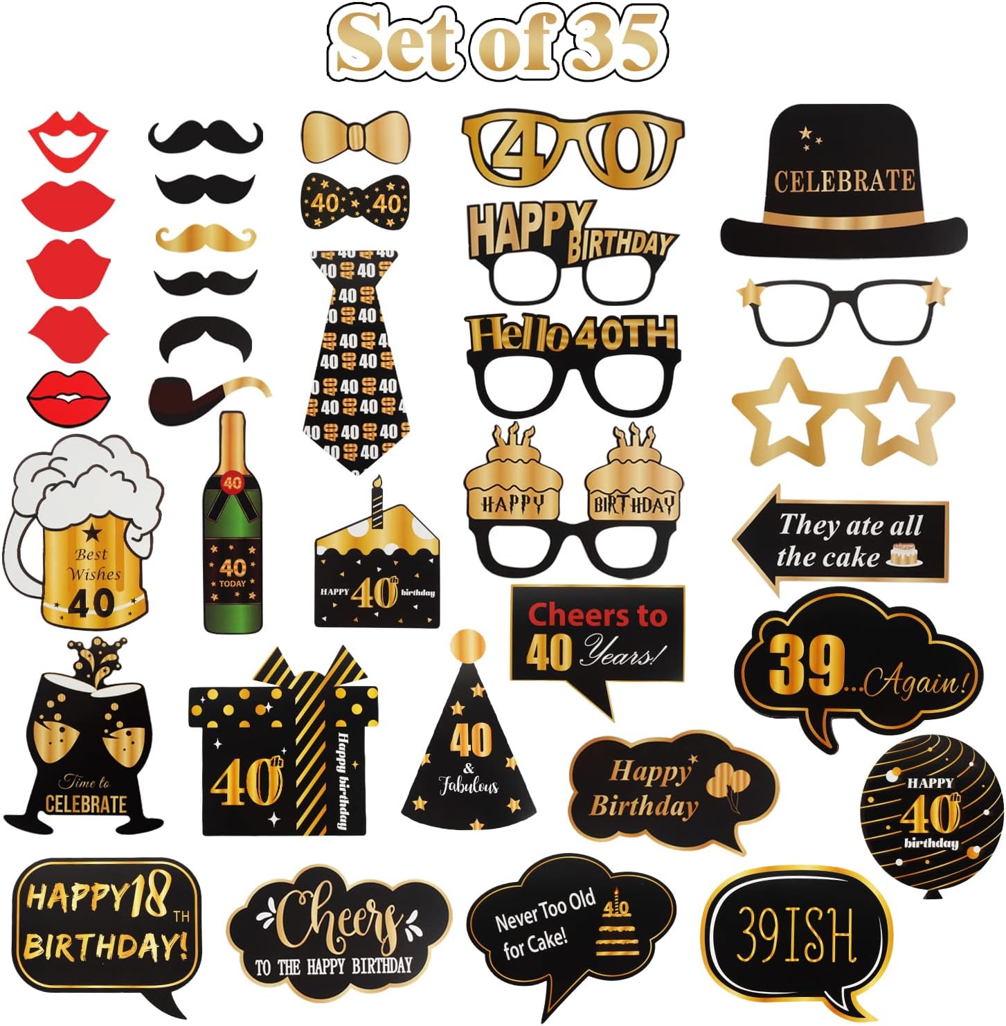 Buy LINGTEER Happy 40th Birthday Party Photo Booth props,Cheers to 40th ...