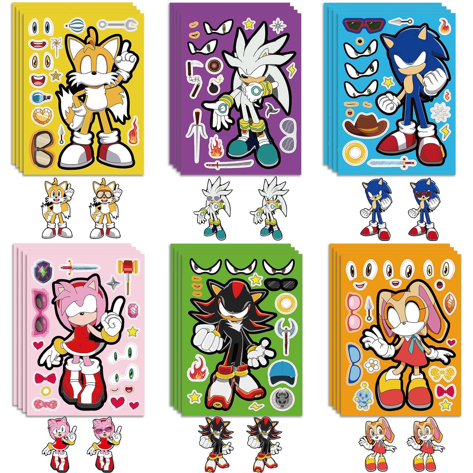 24 Sheets Diy Sonic Stickers For Kids Make Your Own | Desertcart INDIA