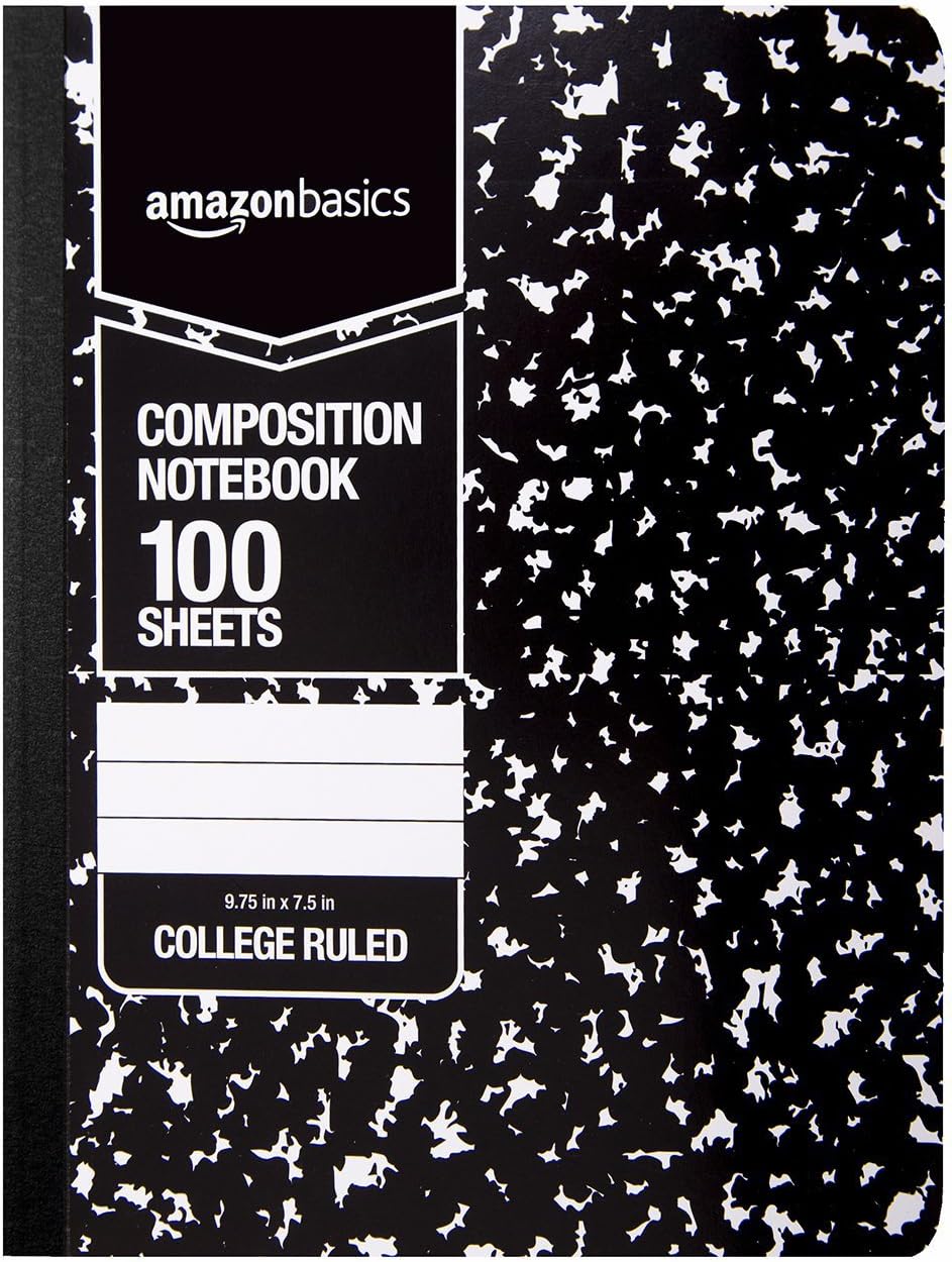 Amazon Basics College Ruled Composition Notebook, 100 Sheet, Marble ...