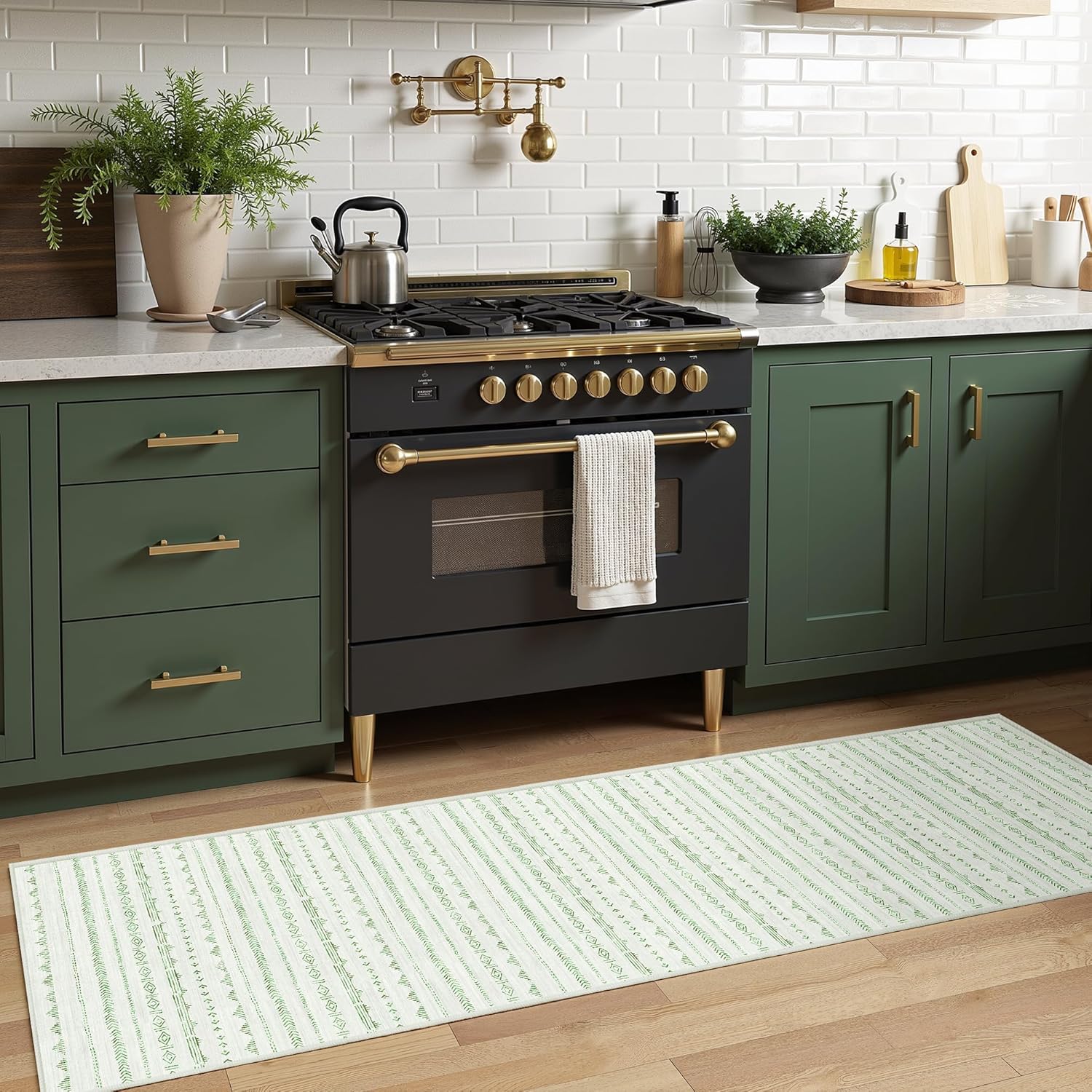 Amazon.com: Sage Green 2'6''x8' Runner Rug for Entryway Indoor, Boho ...