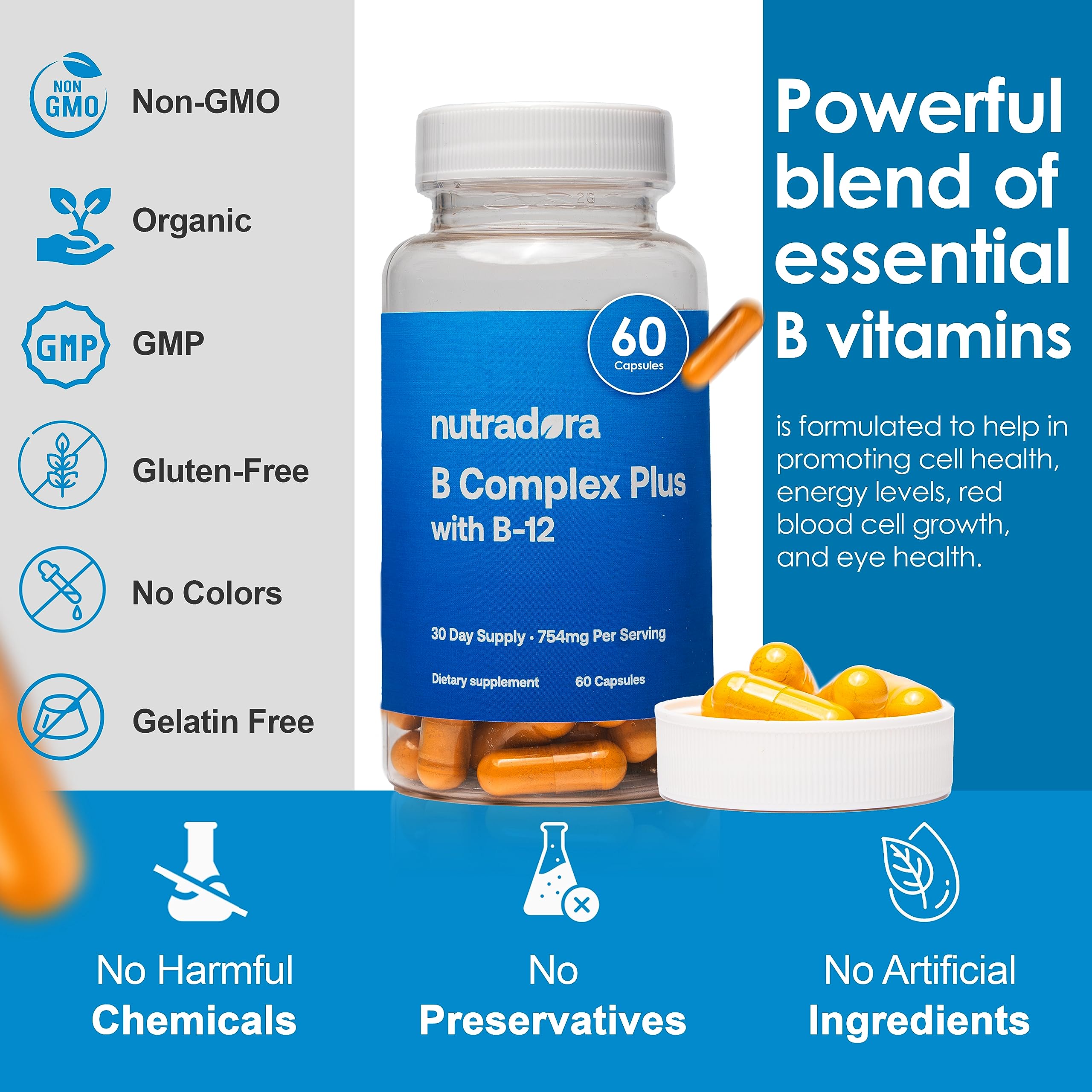 Snapklik.com : Nutradora B Complex Vitamins For Men And Women - 11-in-1 ...