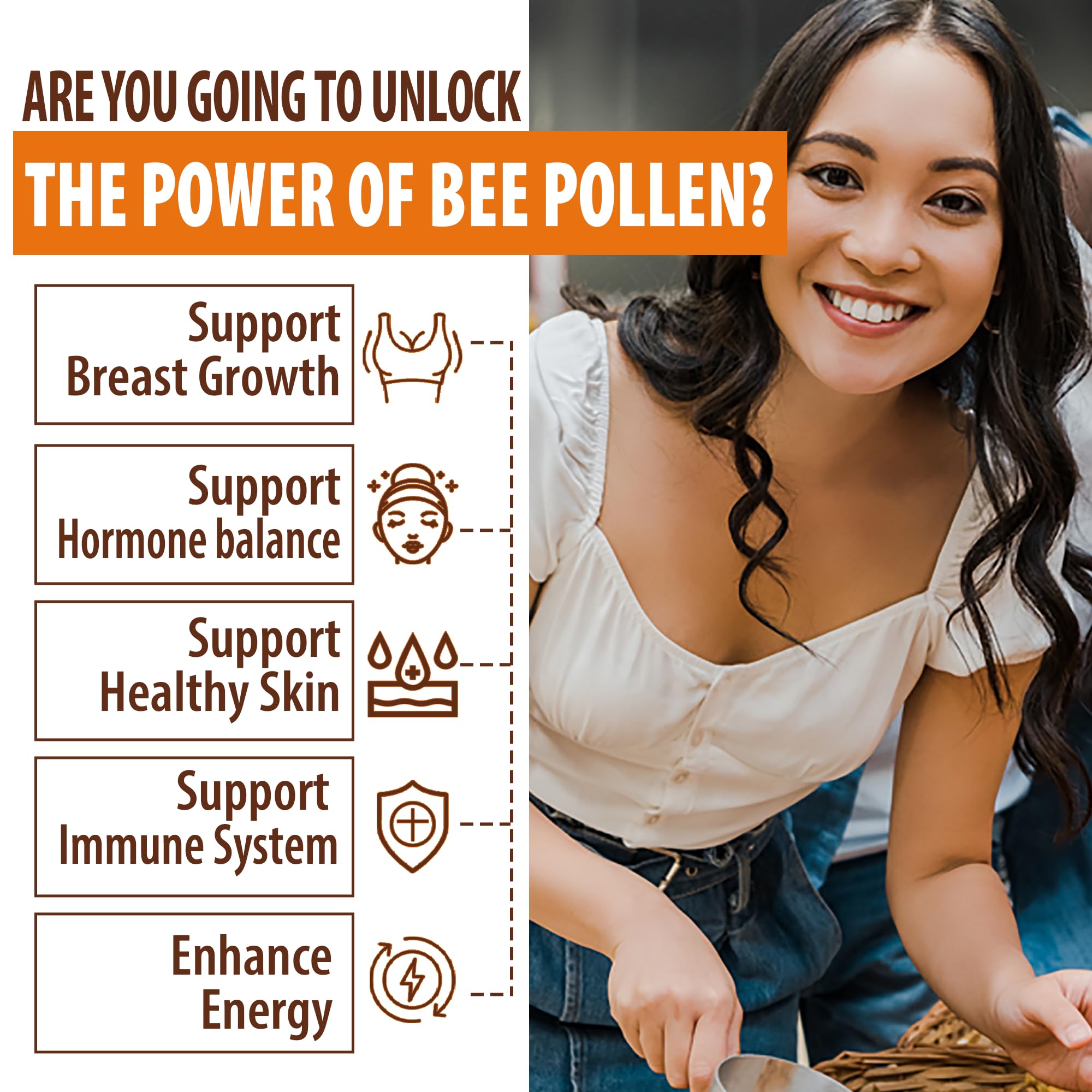 Snapklik.com : Breast Enhancement Bee Pollen Organic 1000mg Gummies, w/Propolis, Royal Jelly ...