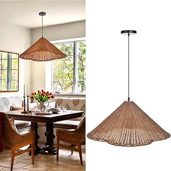 Arturesthome 1 Light Boho Rattan Pendant Light Fixture 23.6" Coastal ...