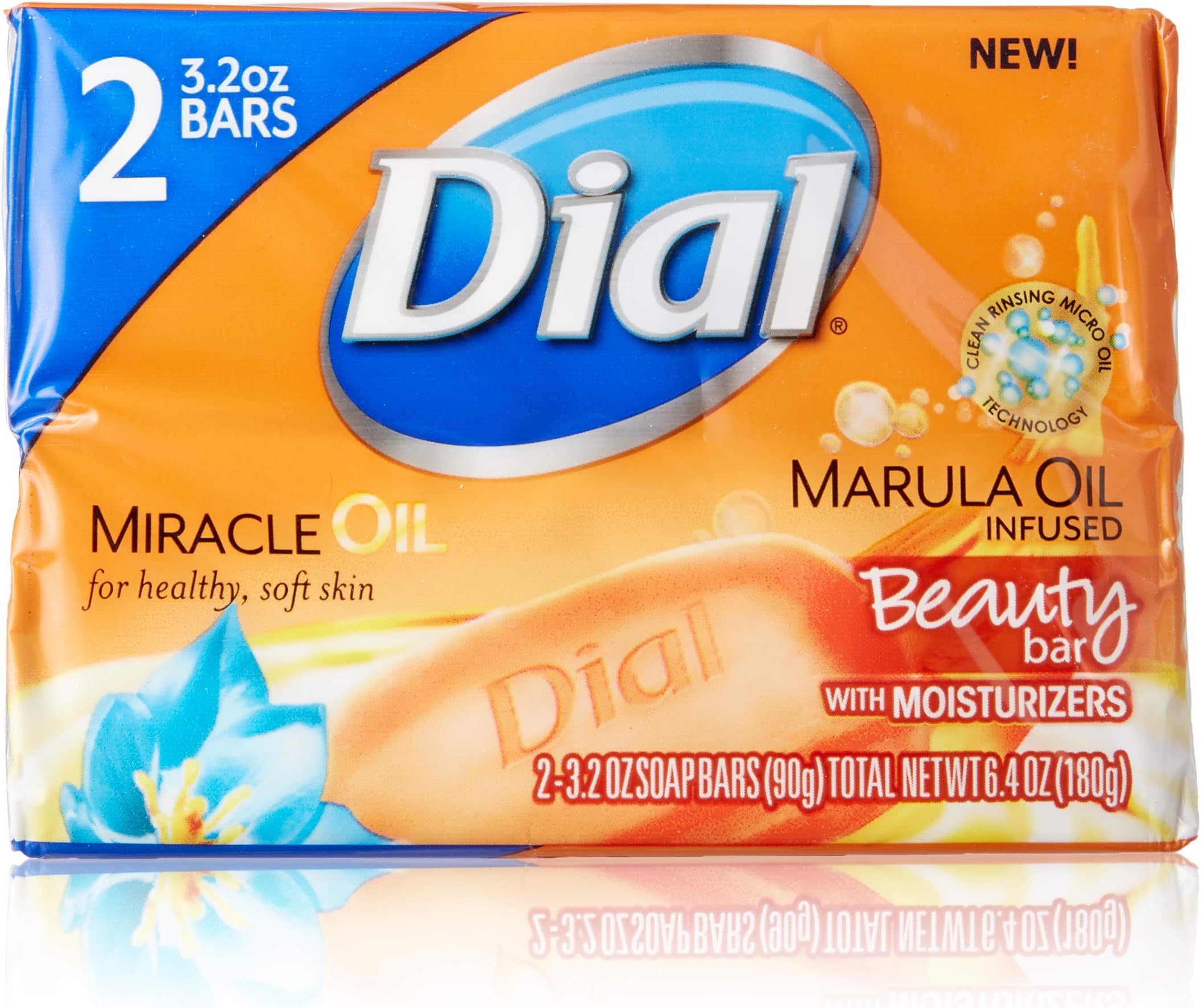 Amazon.com : Dial Miracle Oil Bar Soap - 2 (3.2 oz.) Bars with Marula ...