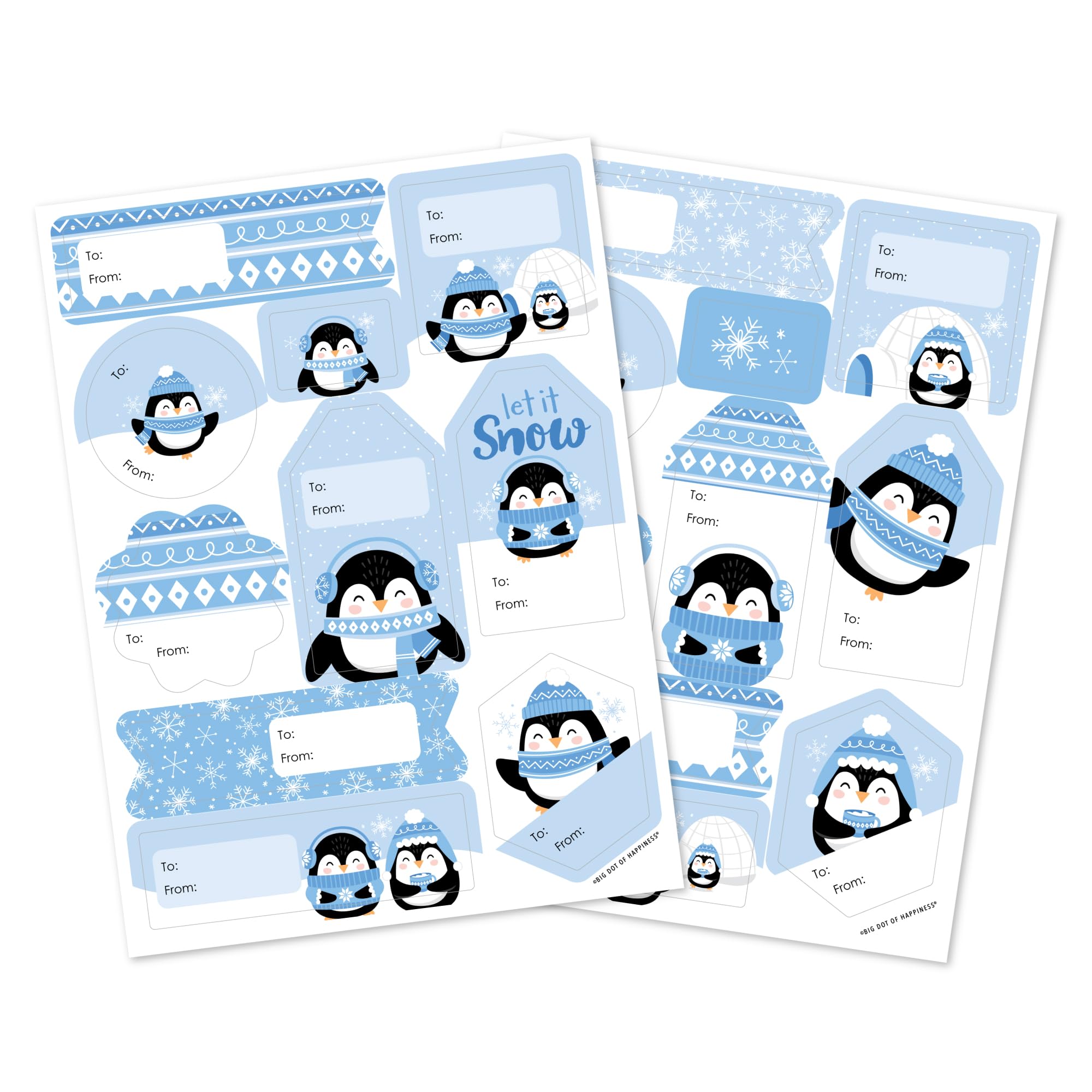 Amazon.com: Big Dot of Happiness Winter Penguins - Assorted Holiday and ...