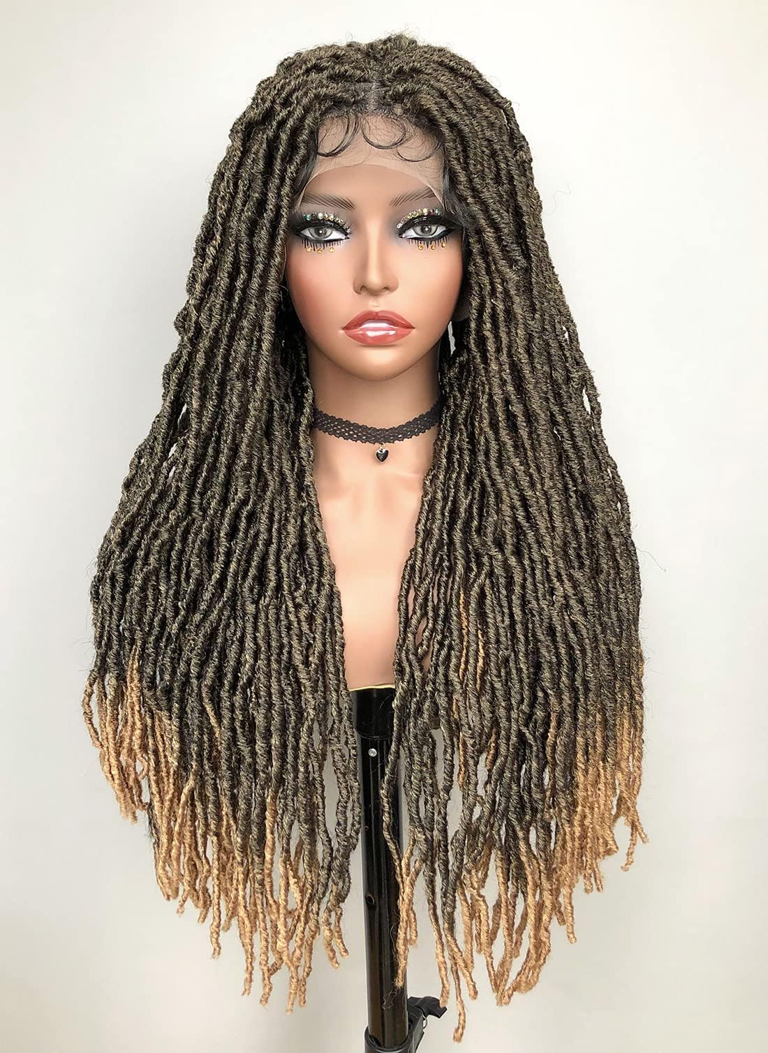 Amazon.com : Sweece Full Lace Faux Locs Braided Wigs for Black Women ...