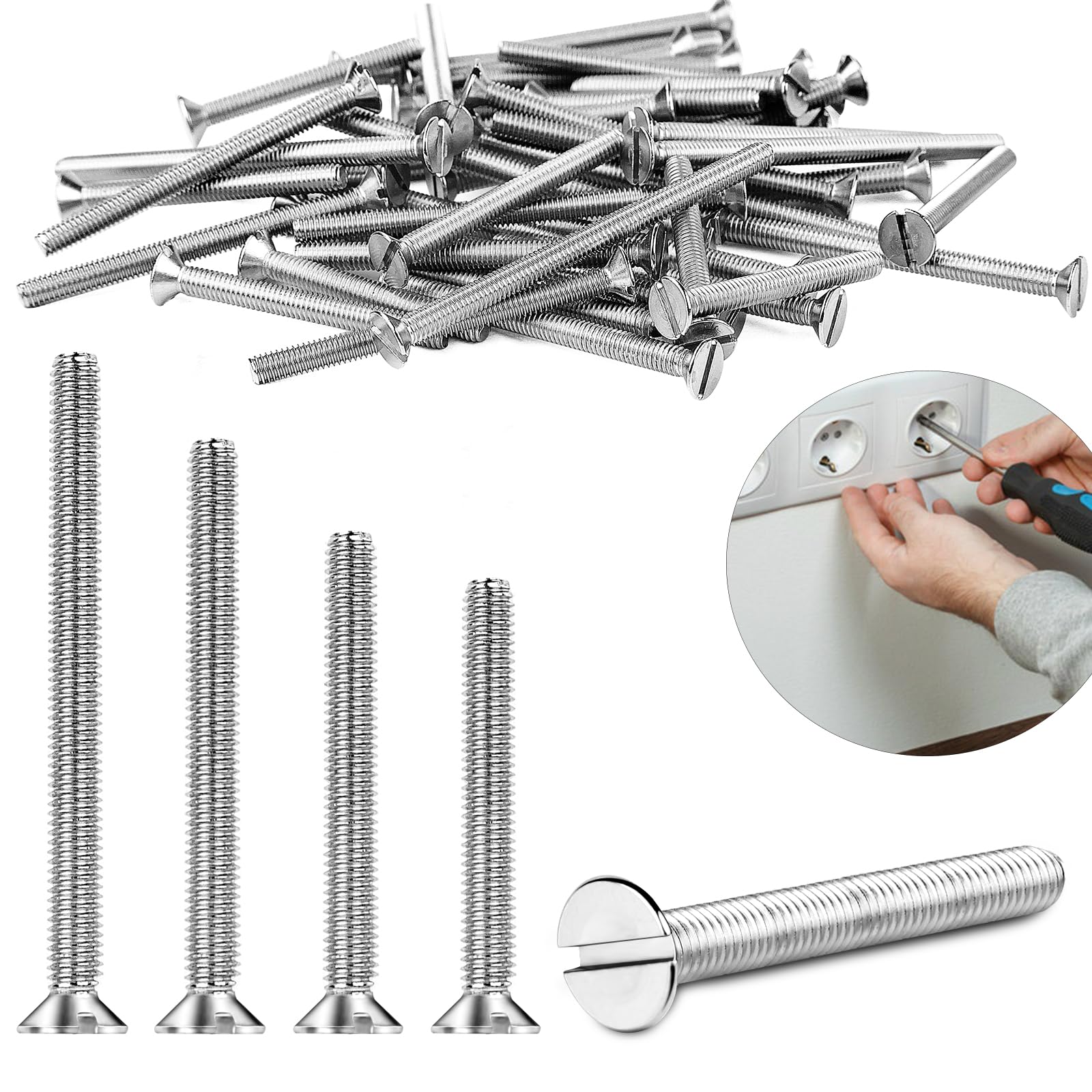 Pack of 48 Mixed M4 Screws Electrical Socket Screws Long Plug Screws ...