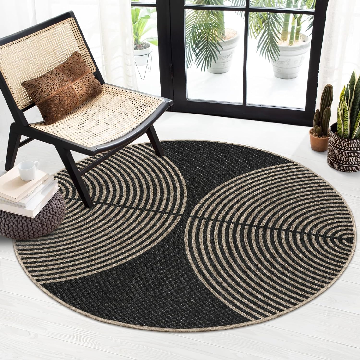 Amazon.com: Lahome Modern Rainbow Round Rug 4ft, Circular Indoor ...