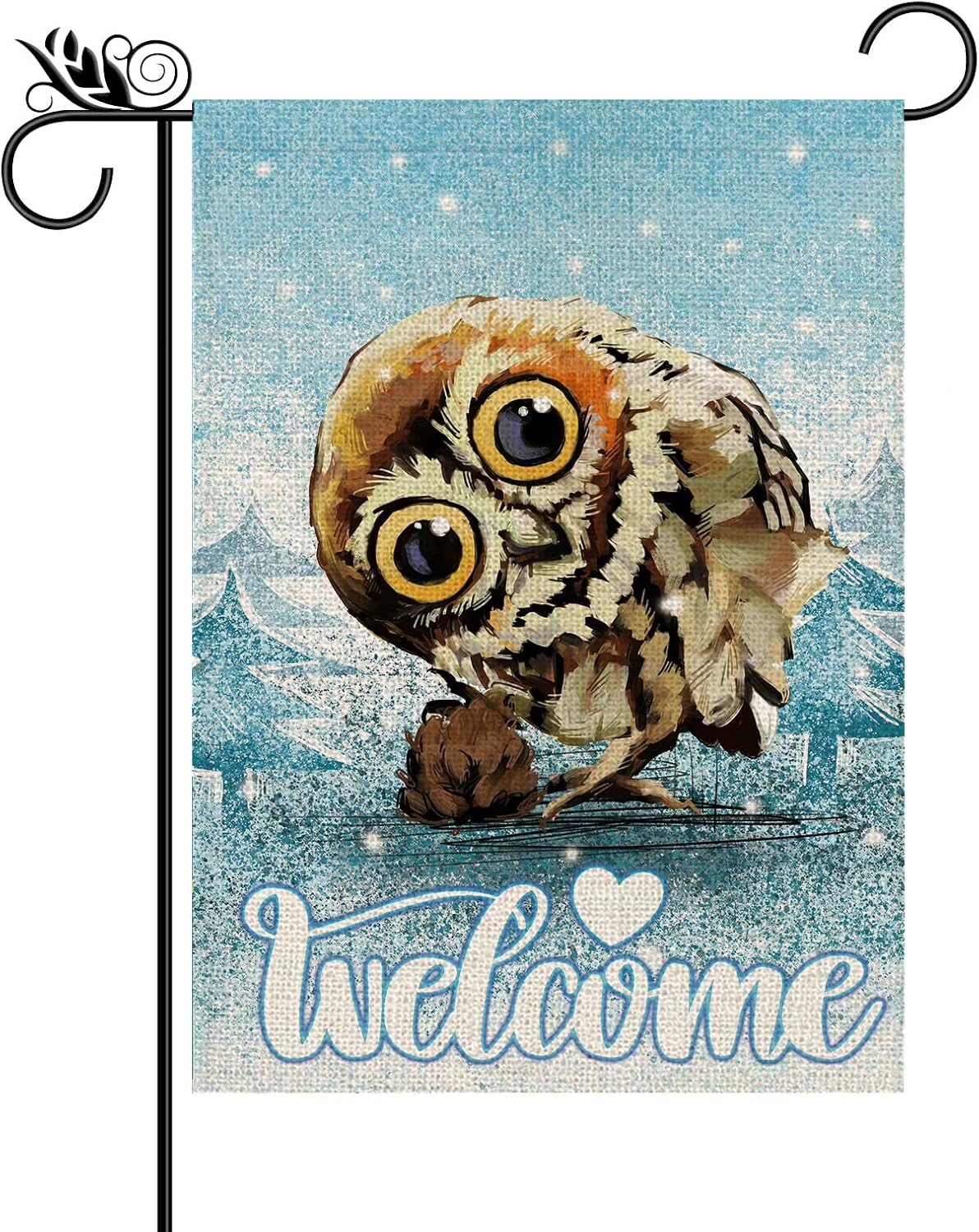 Amazon.com : Winter Garden Flag Snow Owl Welcome Flag Christmas Holiday ...