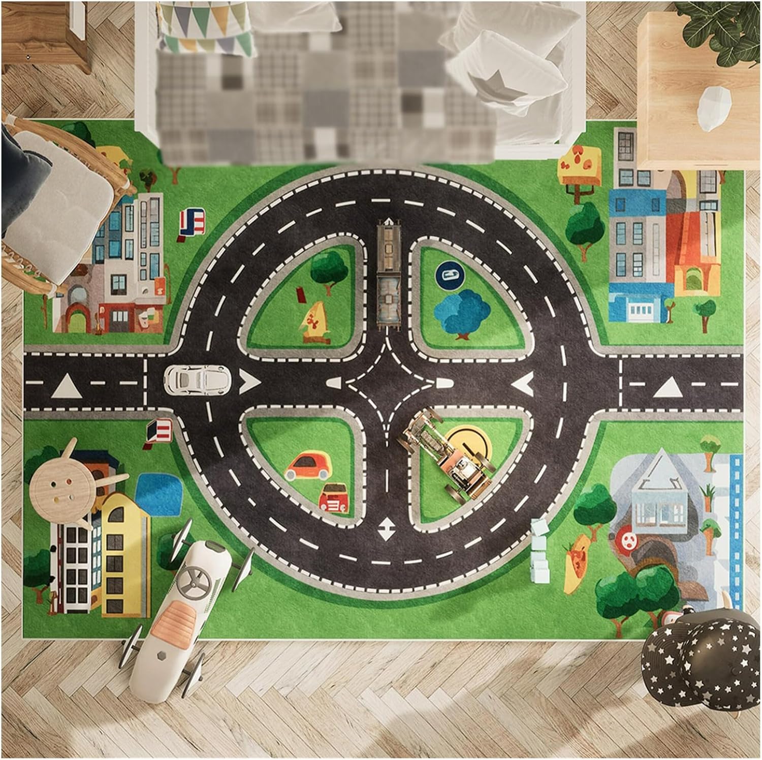 Amazon.com: Kids Play Mat for Playroom, City Life Track Traffic Road ...