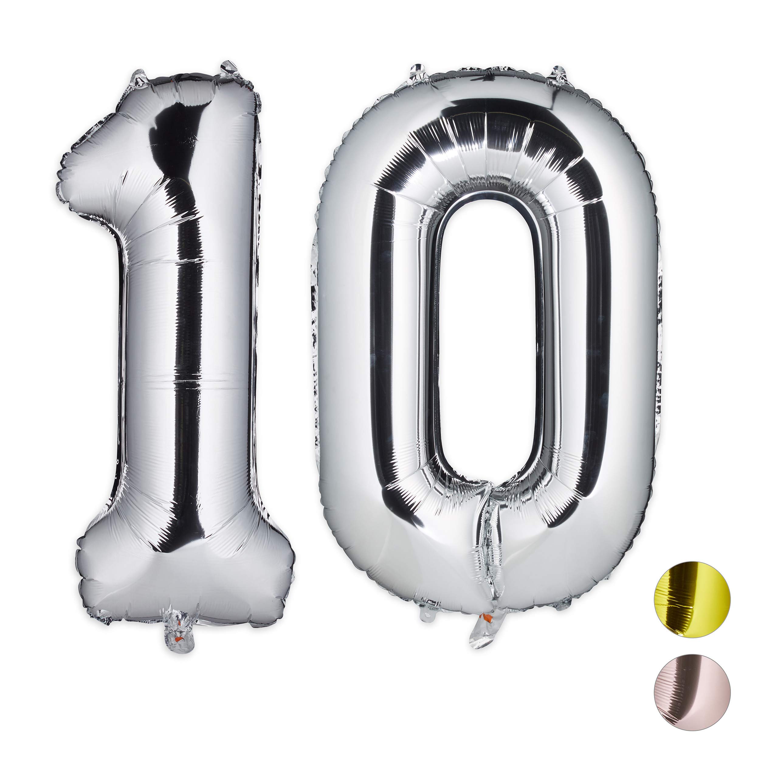 Relaxdays Foil Number 10, Giant, Birthday, Air or Helium Party Balloon ...