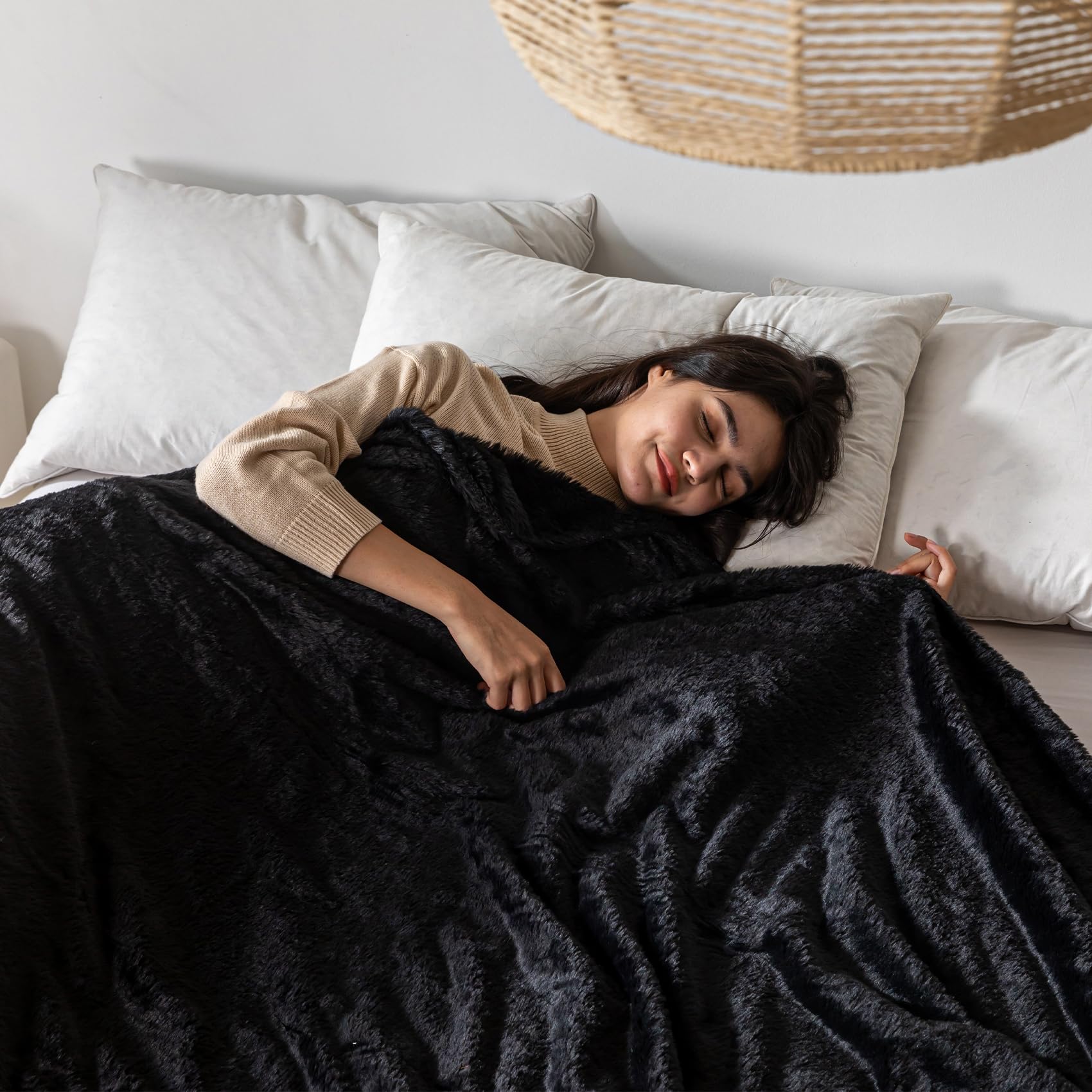 Amazon.com: COOVA Faux Rabbit Fur Throw Blanket 50x70 Inch – Dual-Sided ...