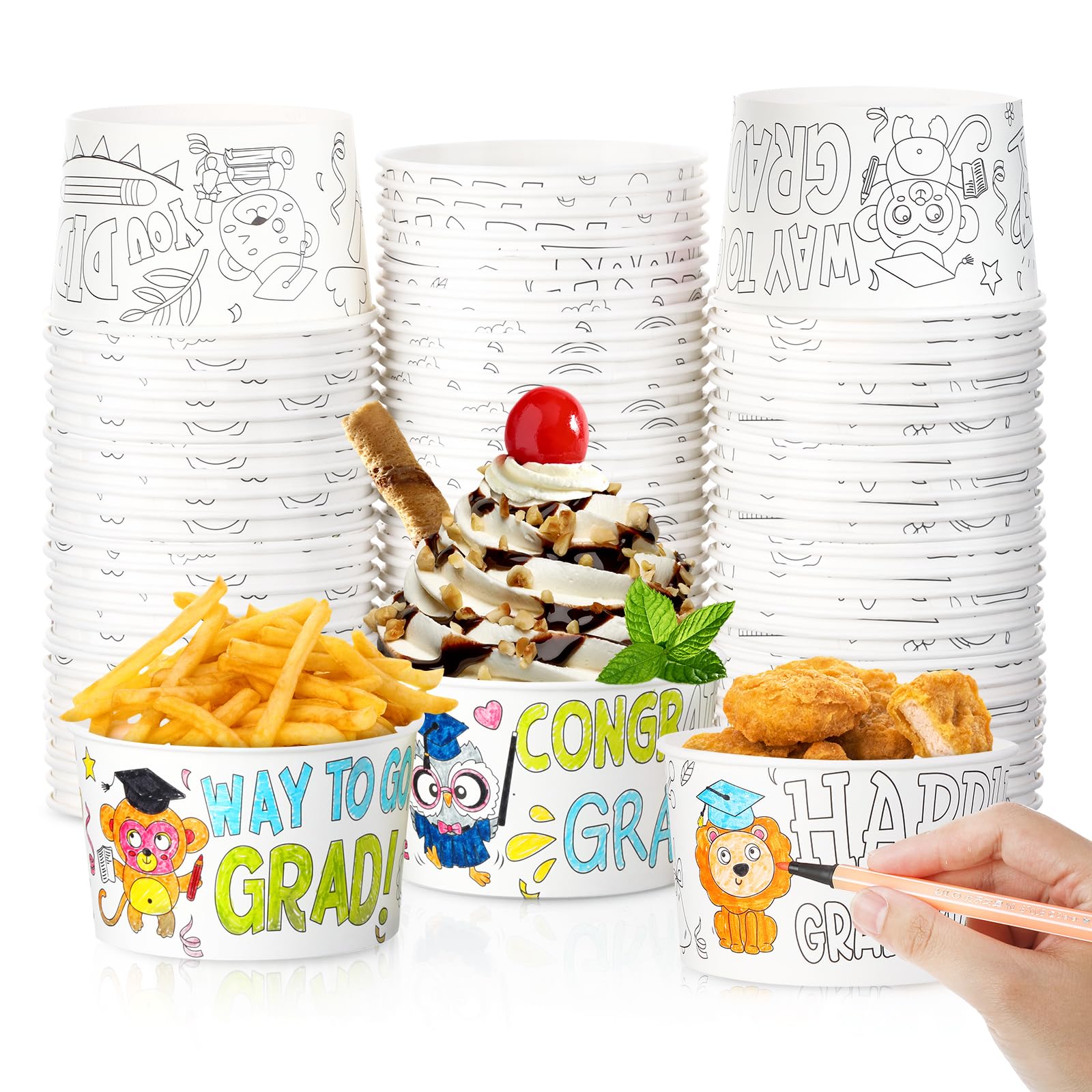 Havawish 50 Pcs Graduation Coloring Cups Crafts Kindergarten Color Your ...