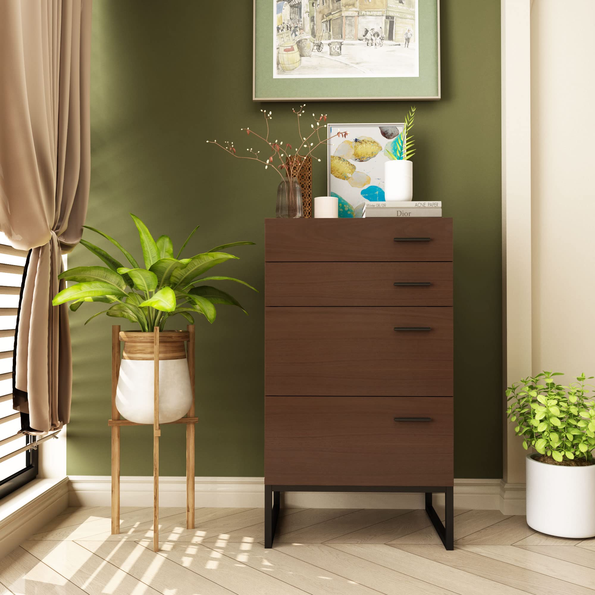 Avzear Chest Of Drawers Storage Cabinet With 4 Drawers Nightstand ...