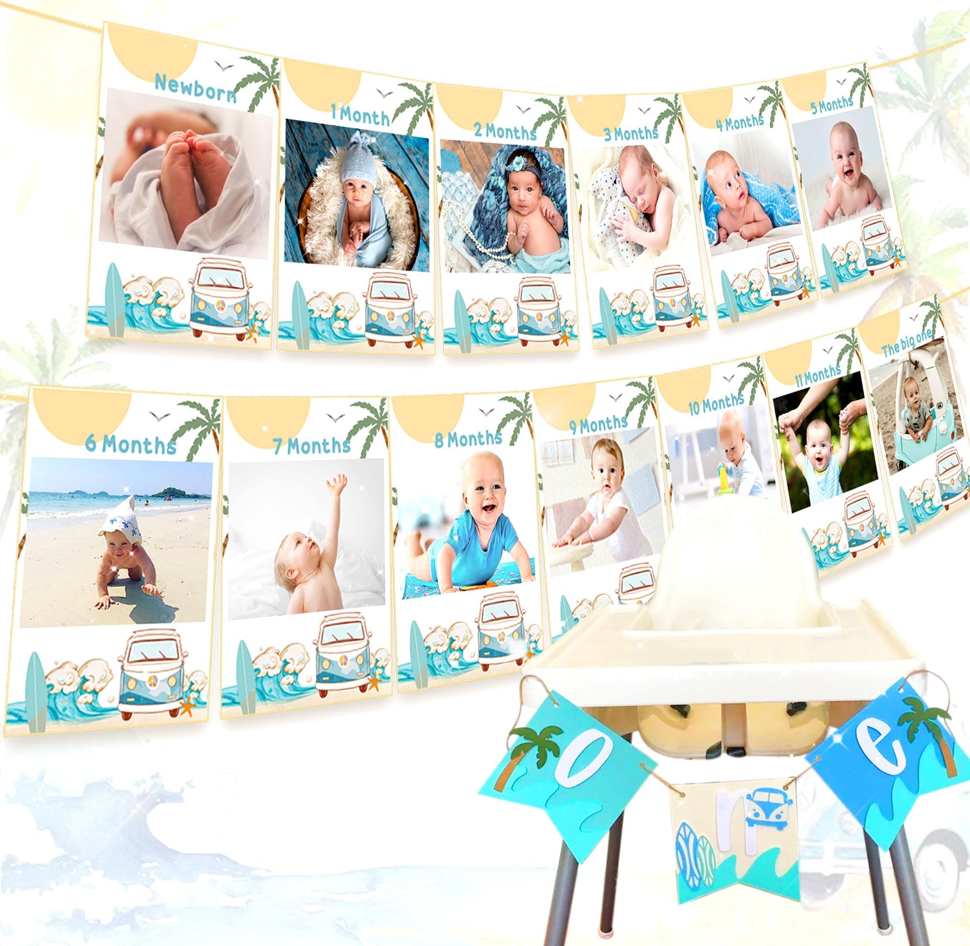 Amazon.com: JOYMEMO The Big One Surf Banner - Boy’s Surfing 1st ...