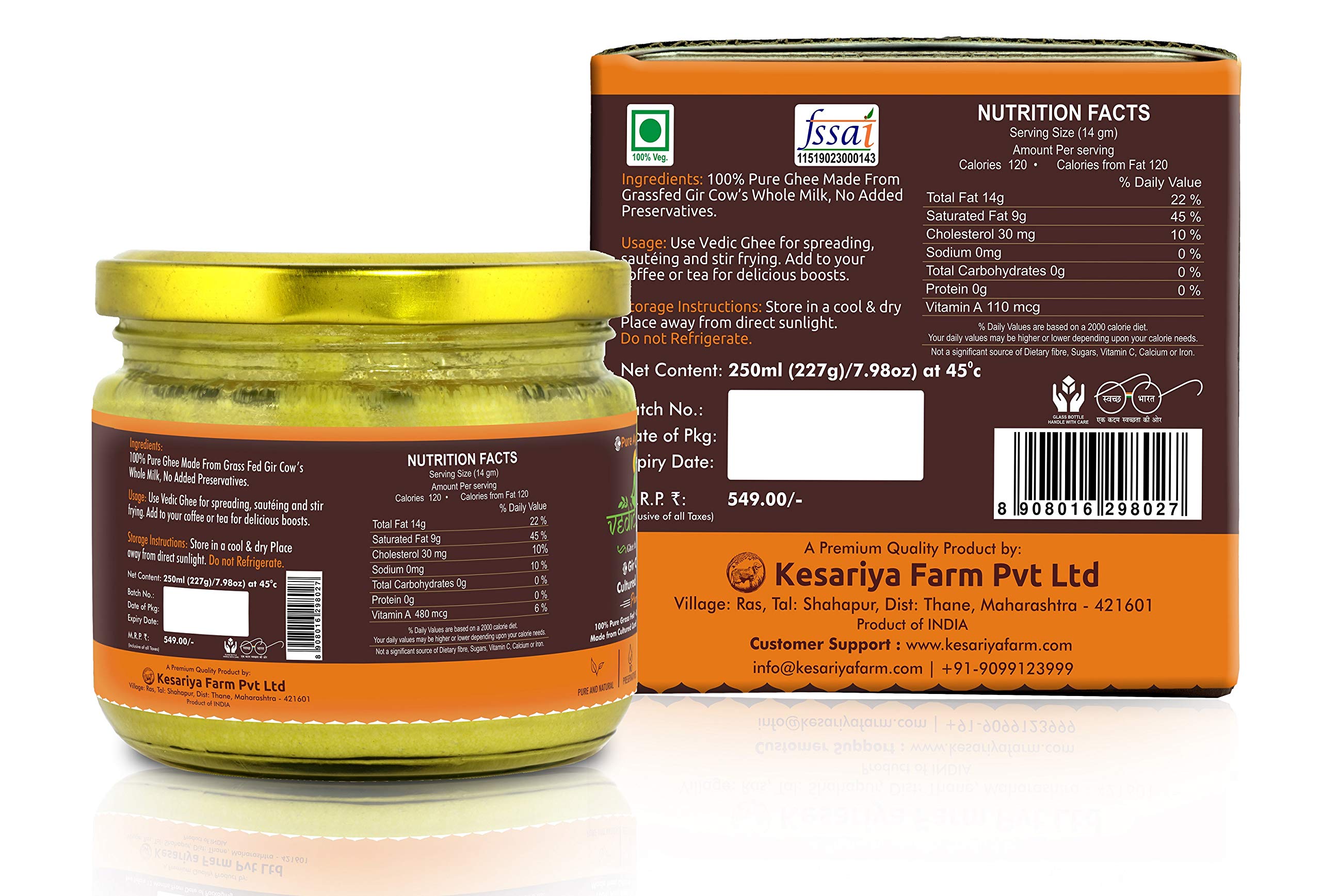 Vedic Ghee Premium A2 Gir Cow Cultured Ghee from Kesariya Farm | Vedic ...