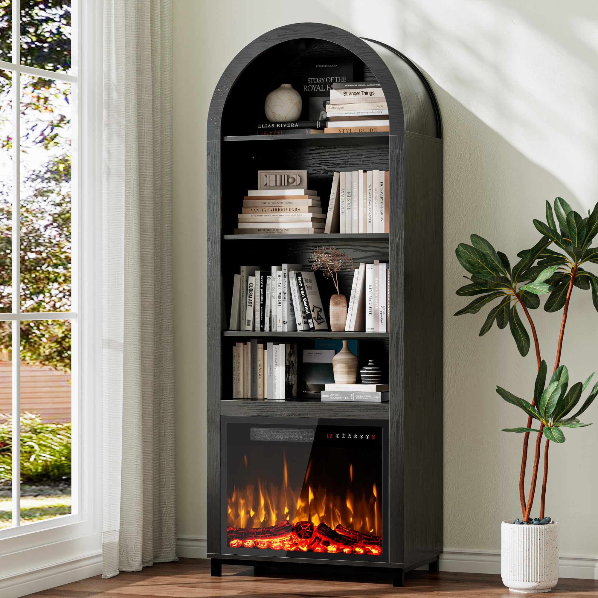 Empty Bookshelf Fireplace Bookcase With Electric Fireplace | Fireplace