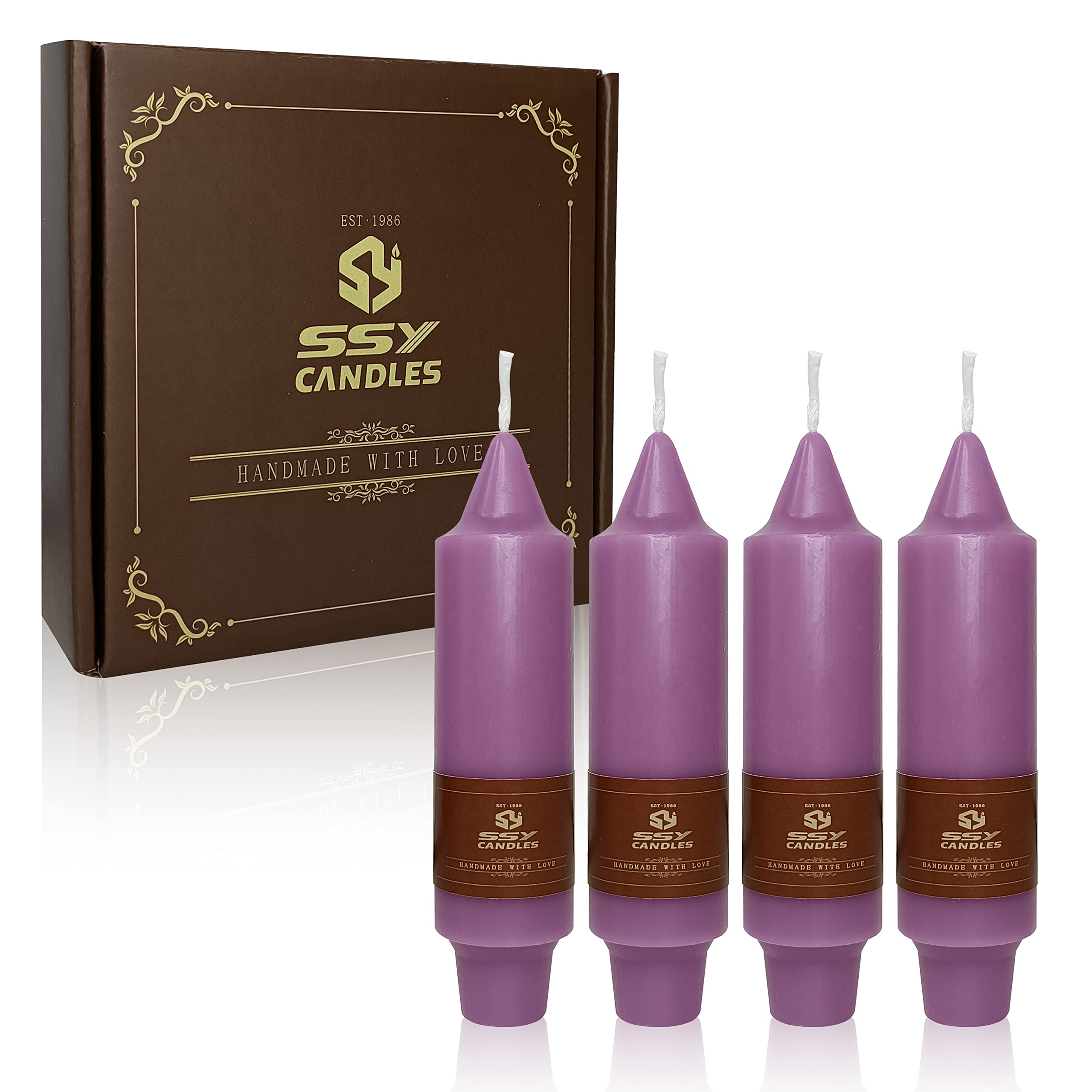 Amazon.com: Purple Taper Candles 4 Pack Short Candlesticks 5inch Short ...