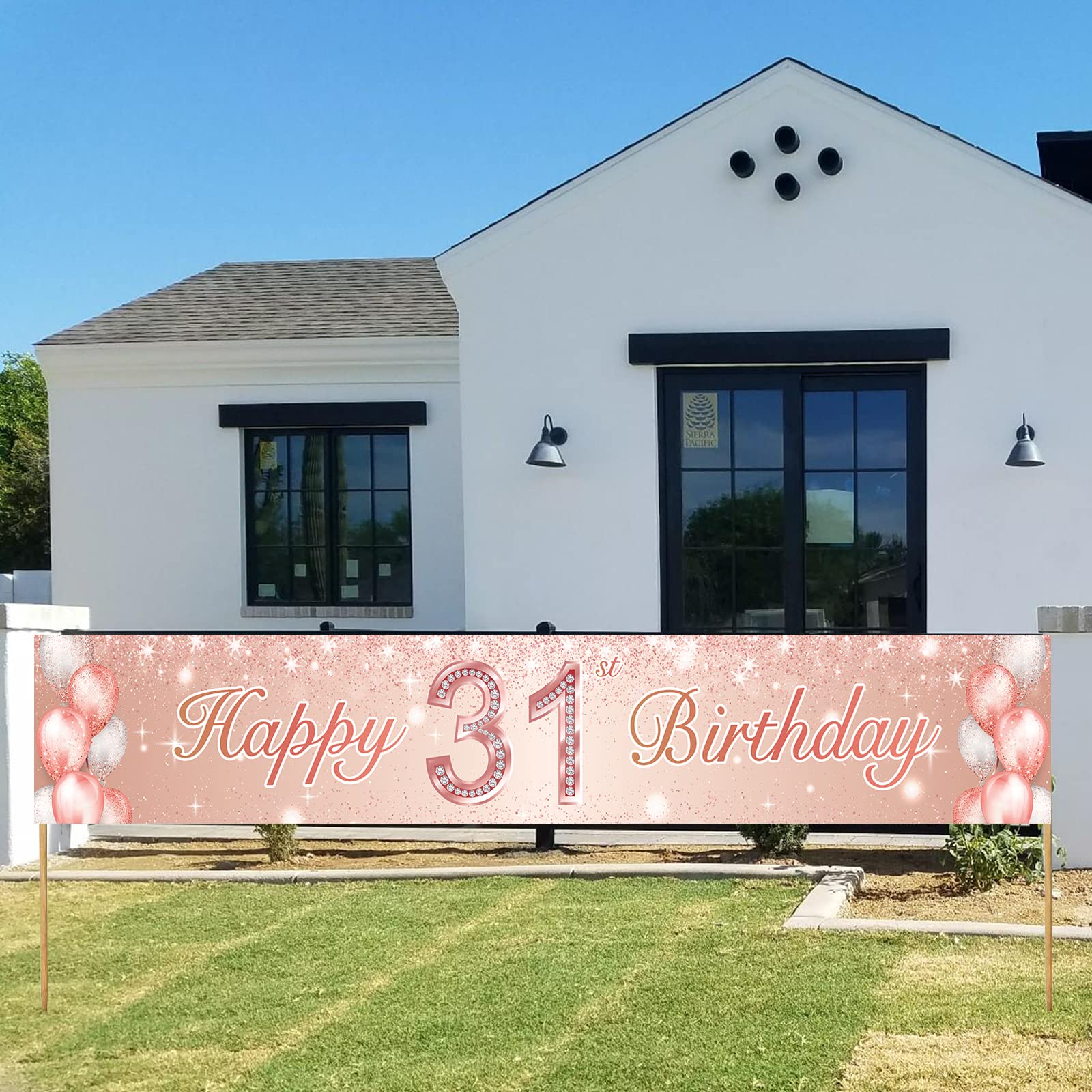 Amazon.com: Happy 31st Birthday Rose Gold Banner Backdrop Balloon ...