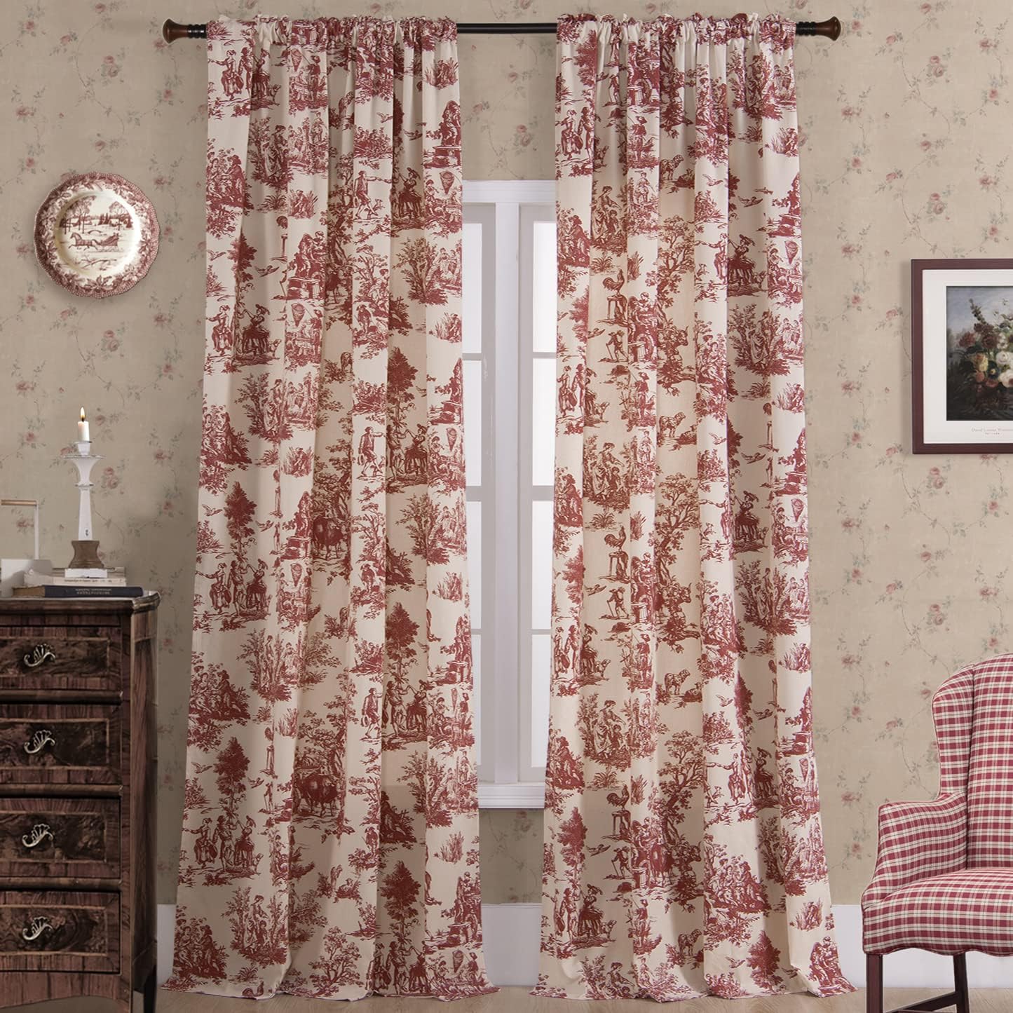 Amazon.com: Ellis Curtain Balmoral Floral 48" x 84" Tailored Curtain ...