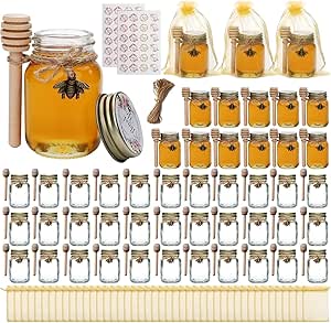 Amazon.com: Woaiwo-q Mini Glass Honey Jars, 2 oz Glass Jars with Lids，48 Pack Small Jar with ...