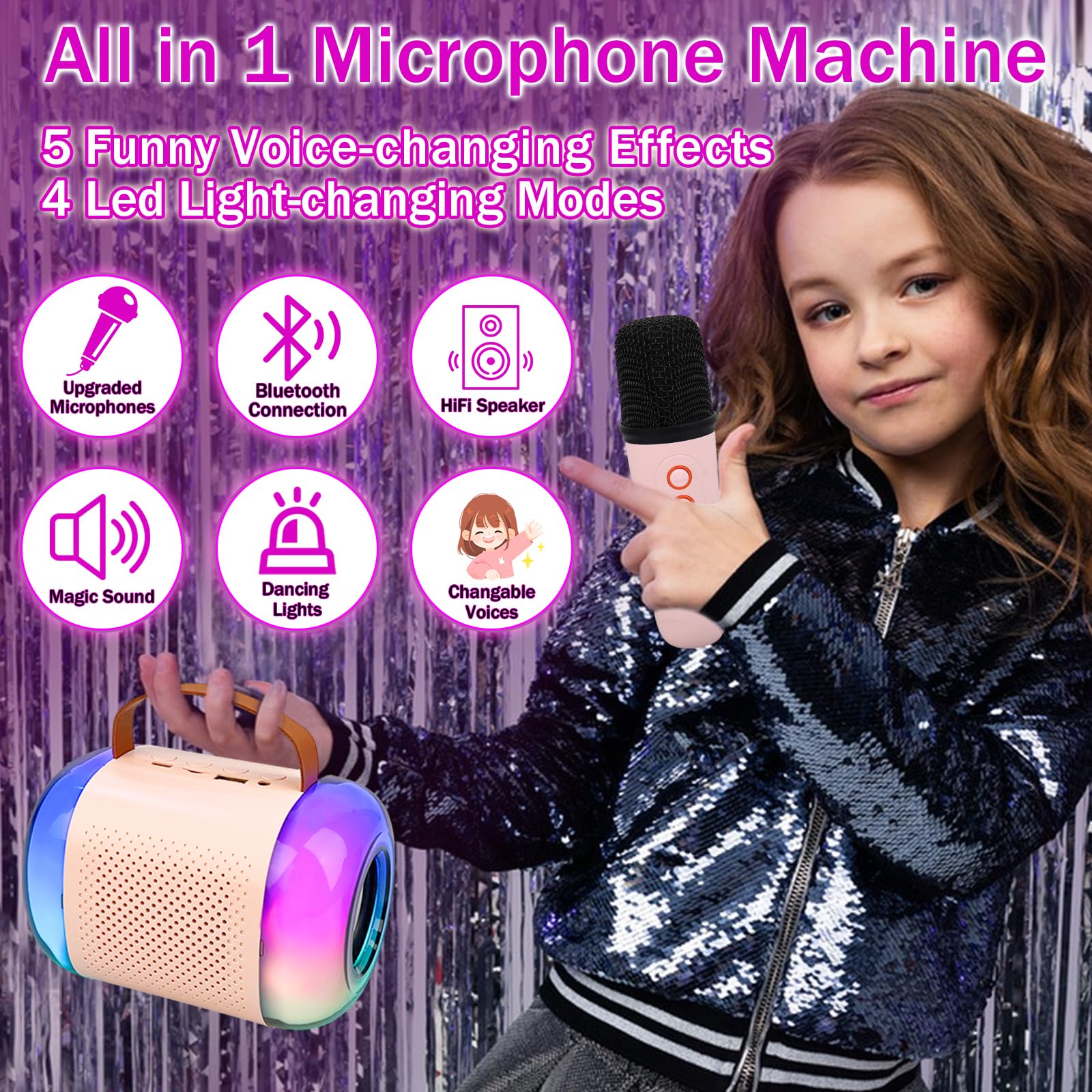 Snapklik.com : Auney Kids Karaoke Machine,Portable Bluetooth Speaker