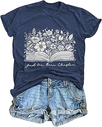 Amazon.com: Book Shirt for Women One More Chapter T-Shirt Short Sleeve ...