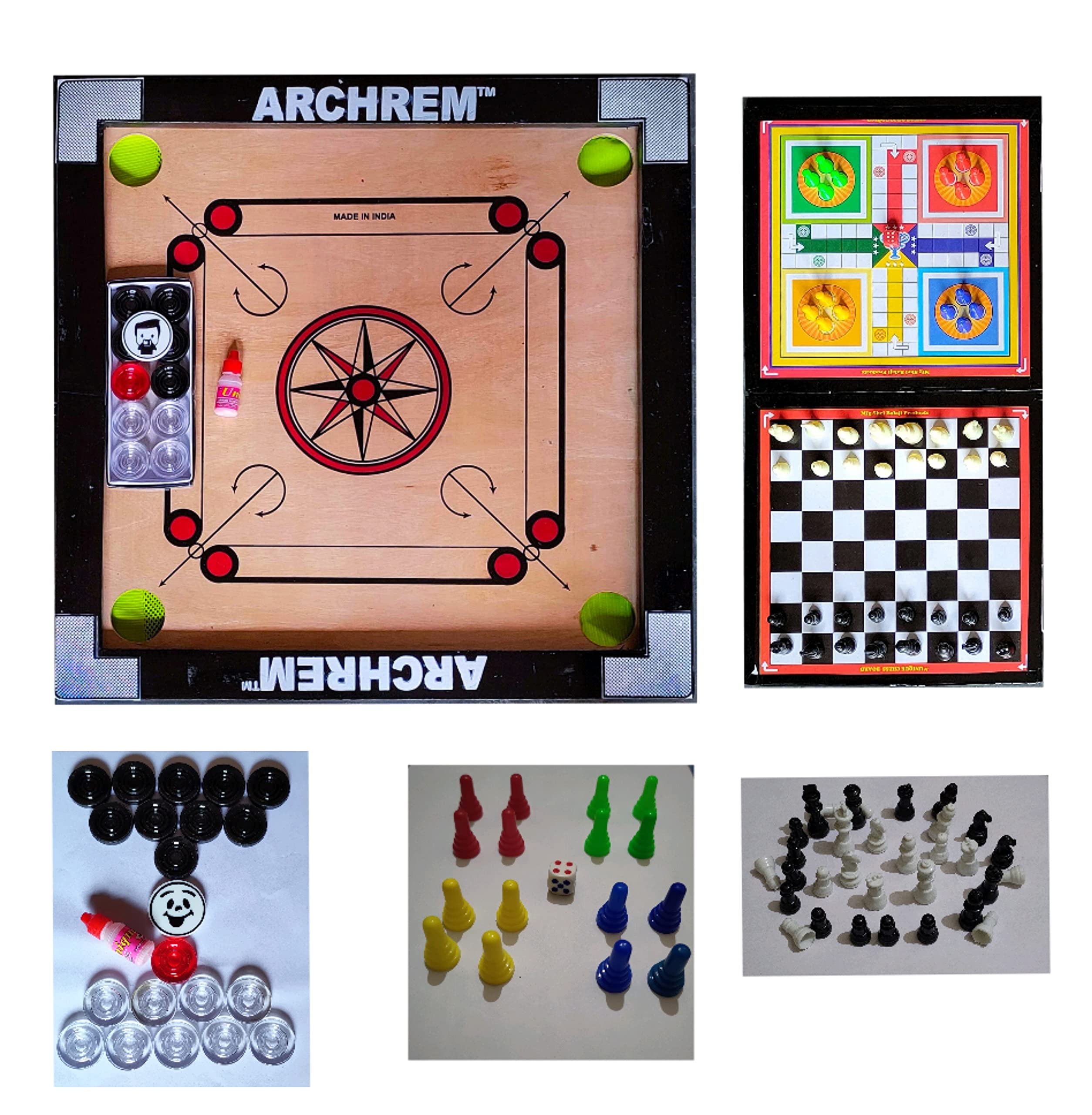 Buy ARCHREM 20 Inch (Small Size) Carrom Board with Free Wooden Ludo ...