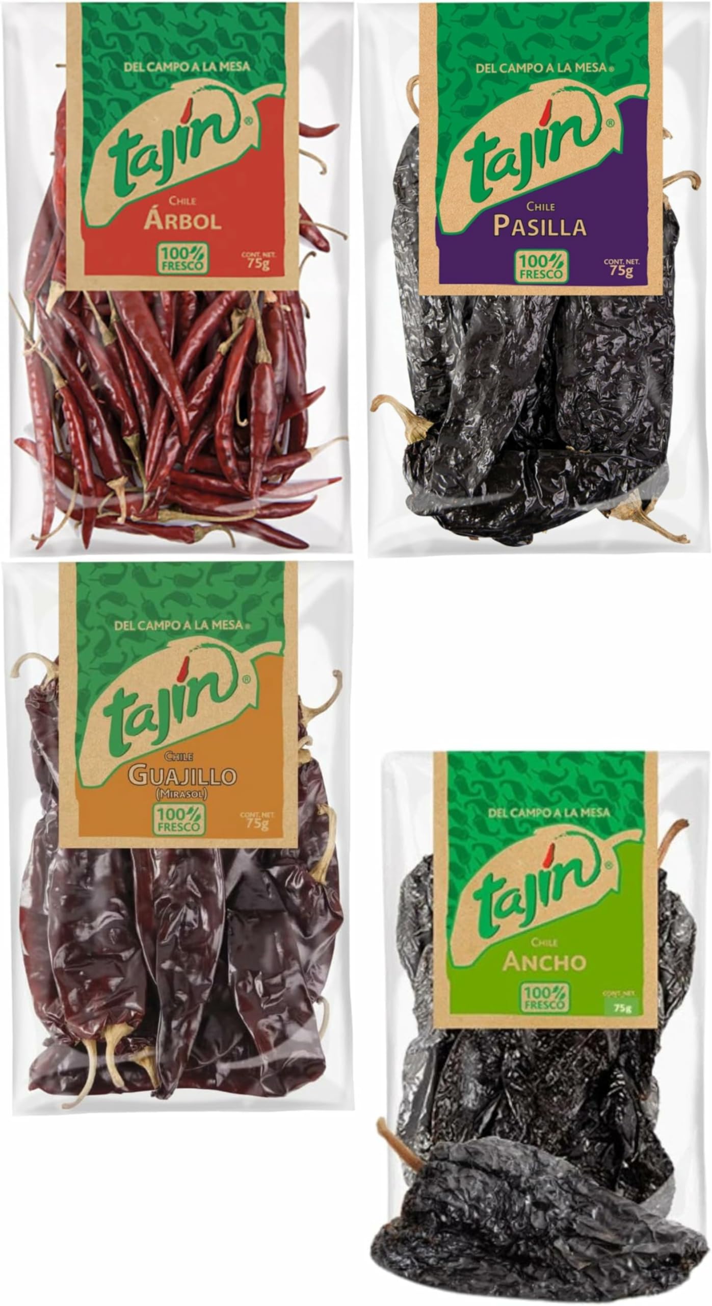 Tajin Mexican Chili Bundle Guajillo Ancho Pasilla Arbol 4 X ...