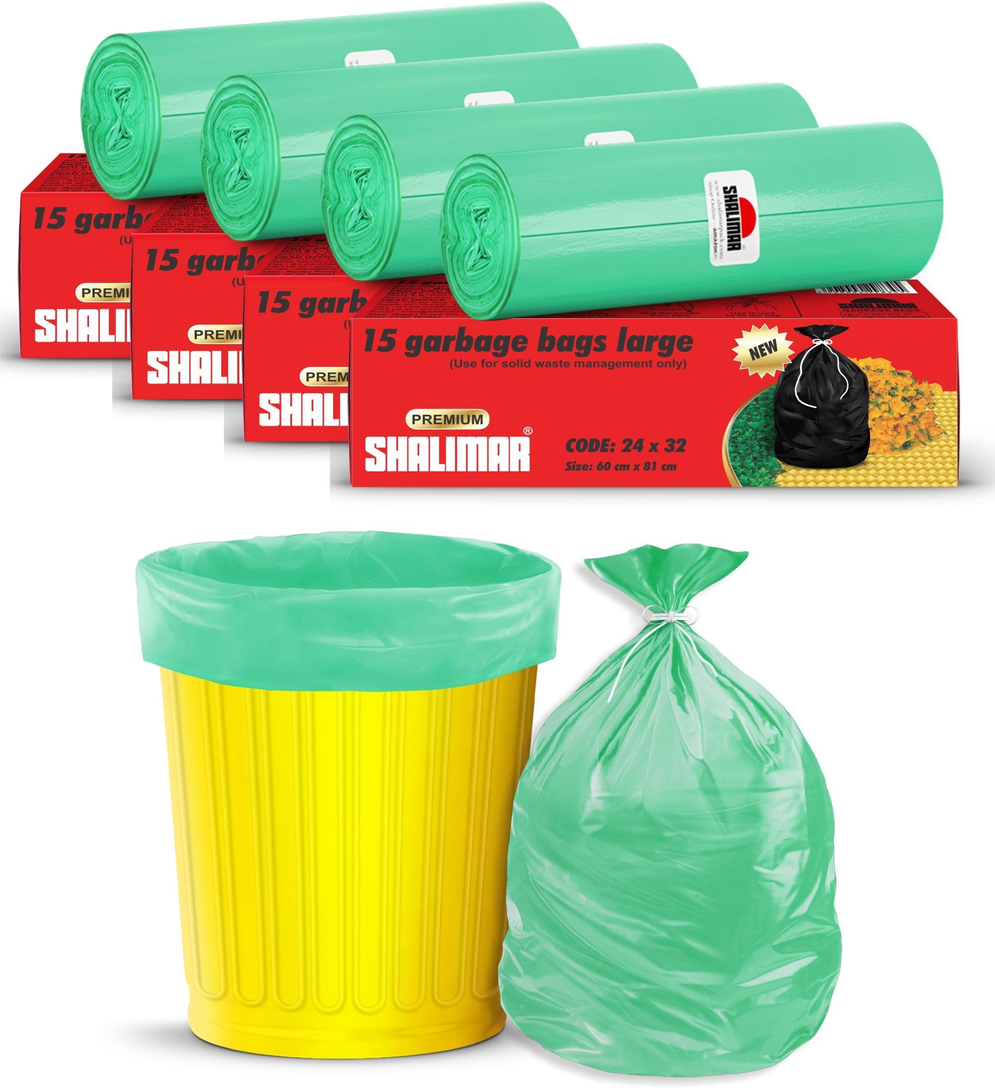 Ella Garbage Bags 30 x 37 Inches (Extra Large) 60 Bags 4 Rolls Black ...