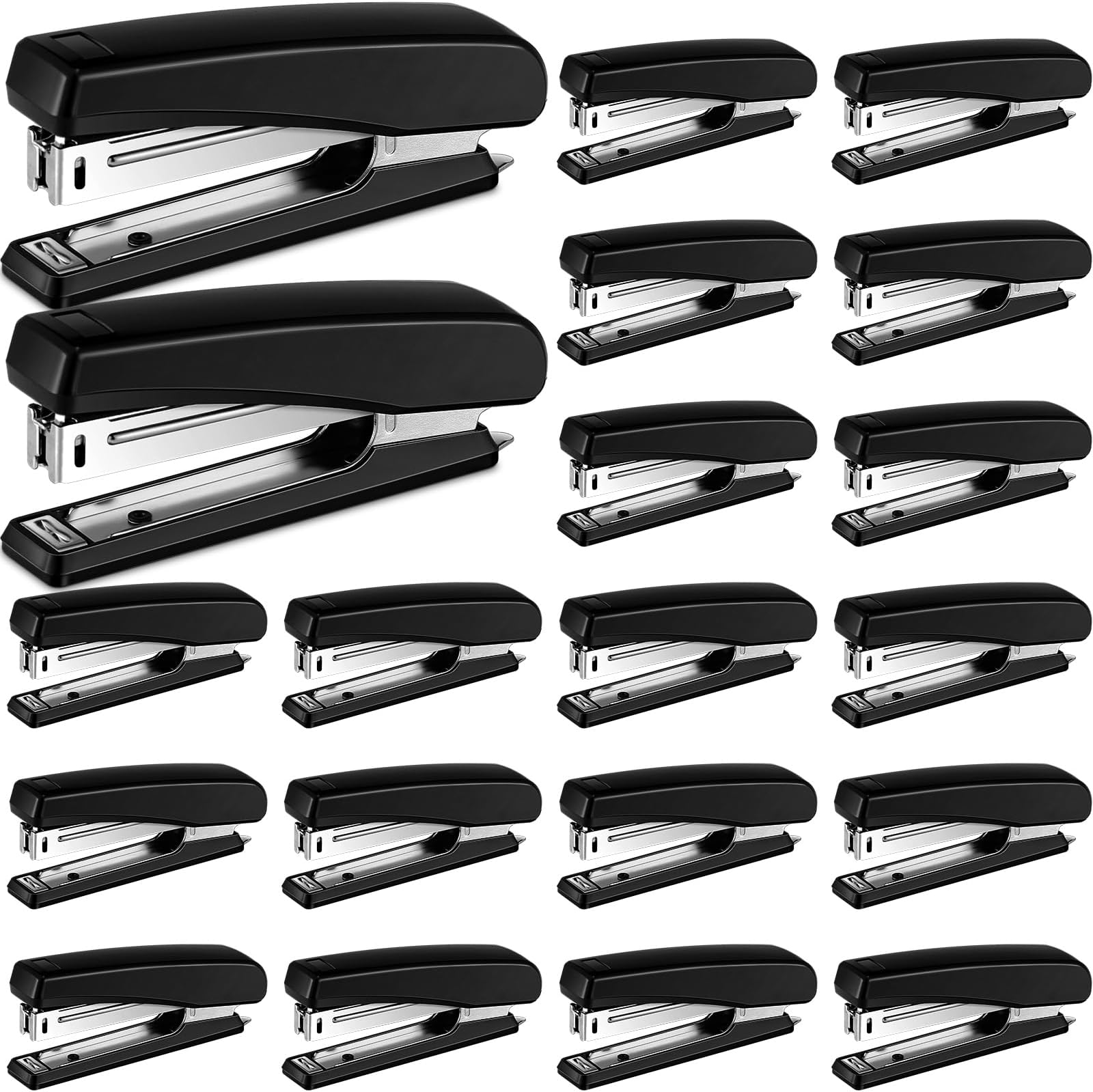 Amazon.com : Sherr 20 Pcs Black Desk Stapler Bulk 25 Sheet Capacity ...