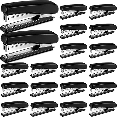 Amazon.com : Sherr 20 Pcs Black Desk Stapler Bulk 25 Sheet Capacity ...