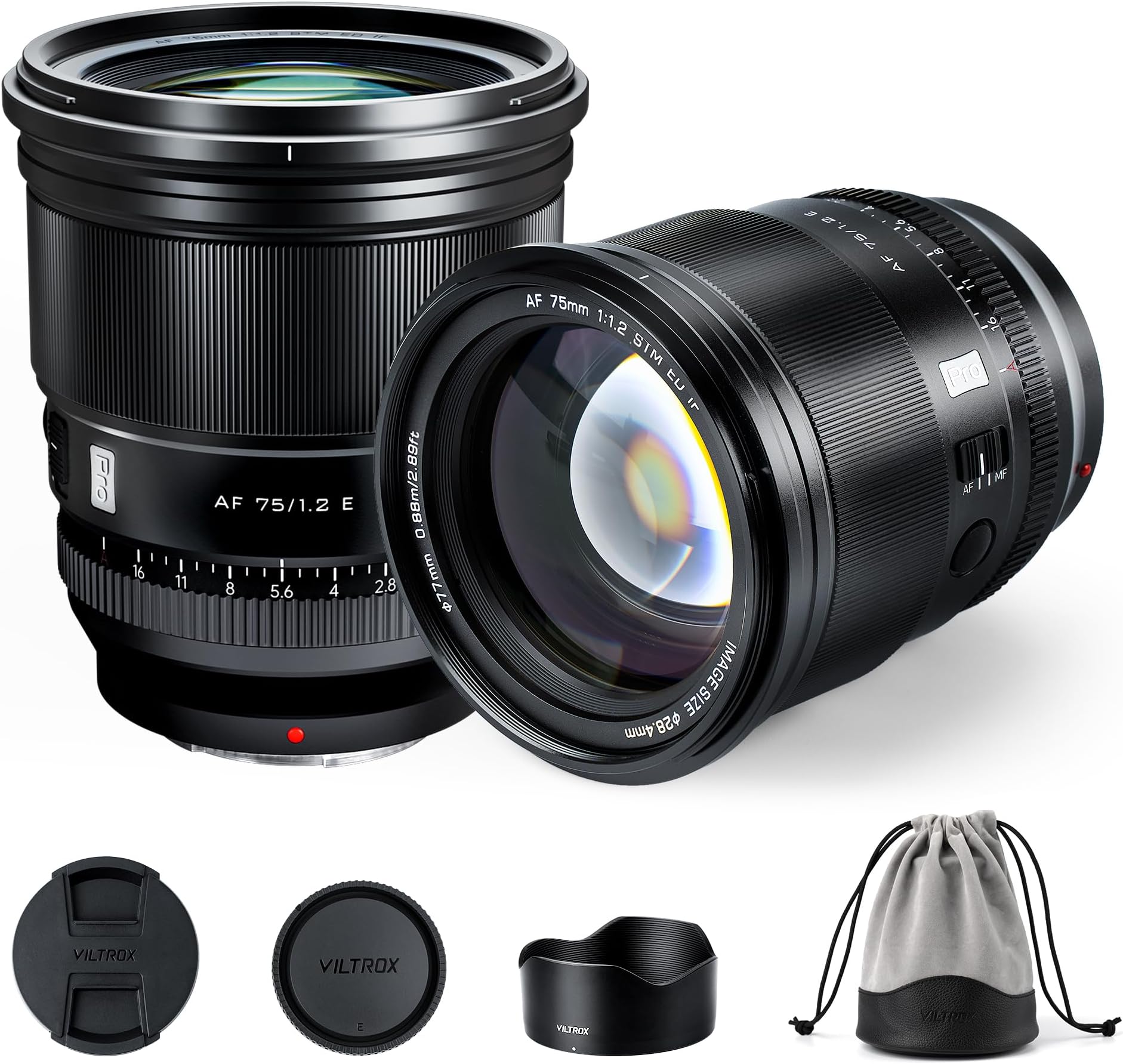 Amazon.com : VILTROX 75mm f/1.2 E Lens for Sony E Mount, PRO 75mm f1.2 ...