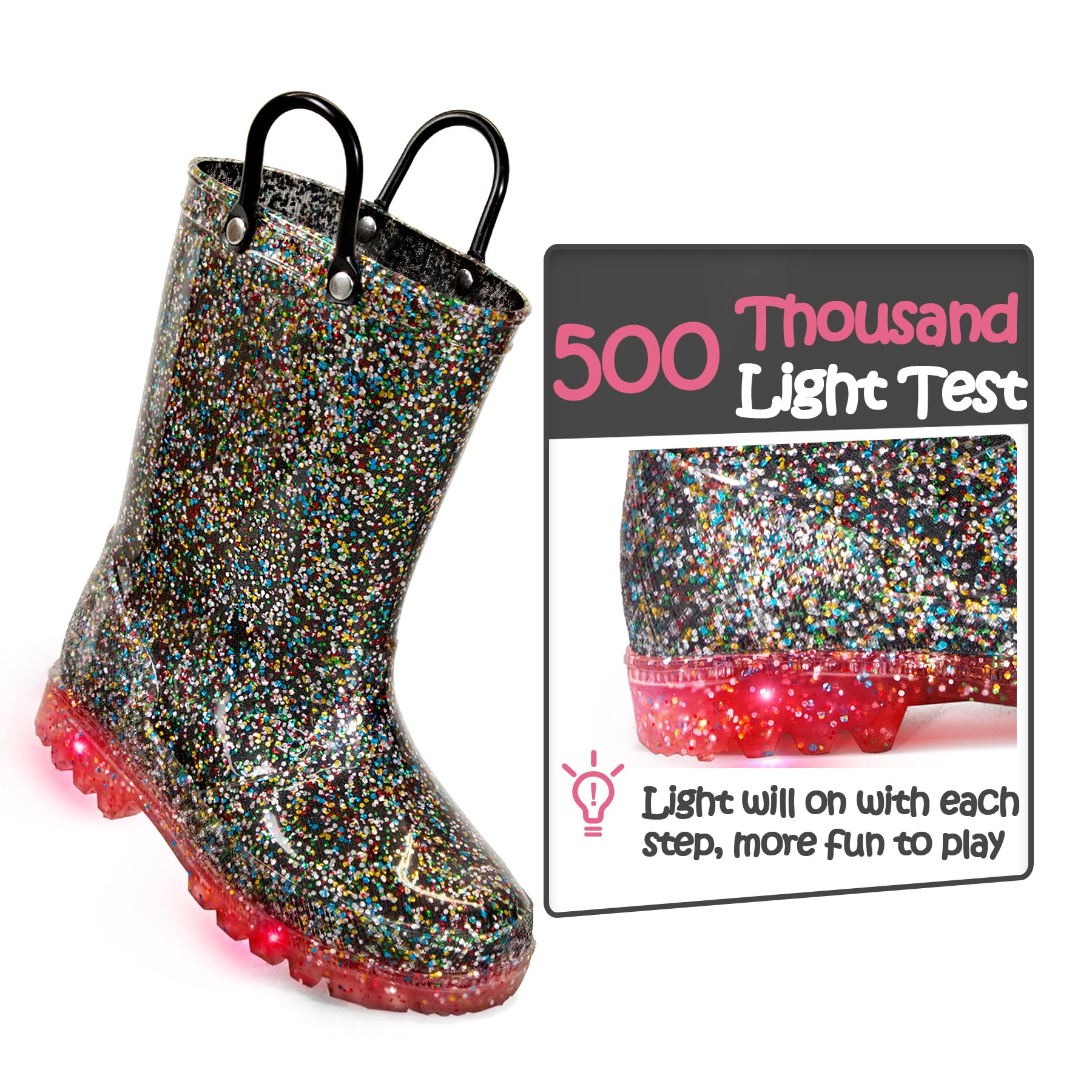 Snapklik.com : K KomForme Kids Rain Boots, Waterproof Light Up Boots