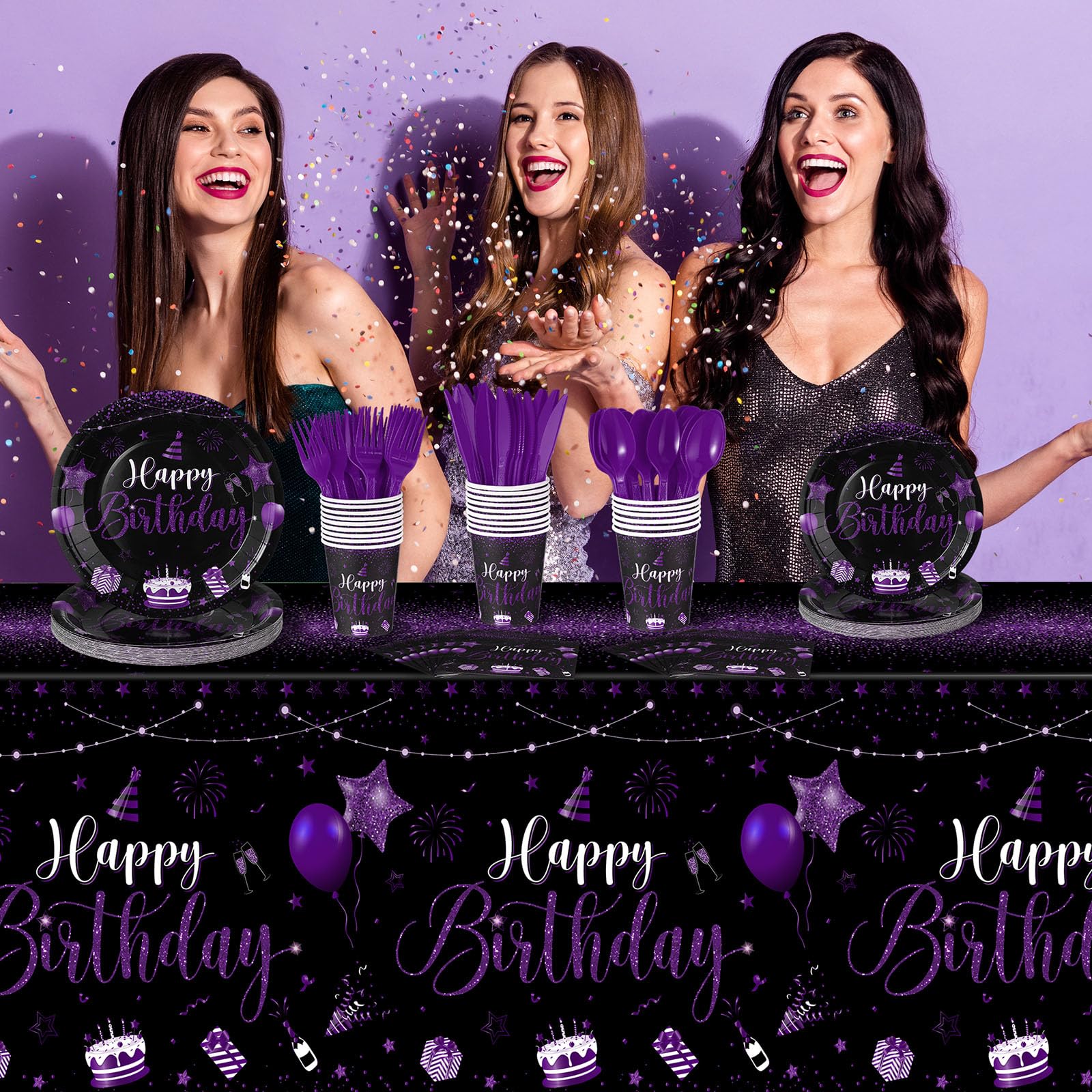 Vesici 171 Pcs Happy Birthday Party Supplies 24 Set Disposable Party ...