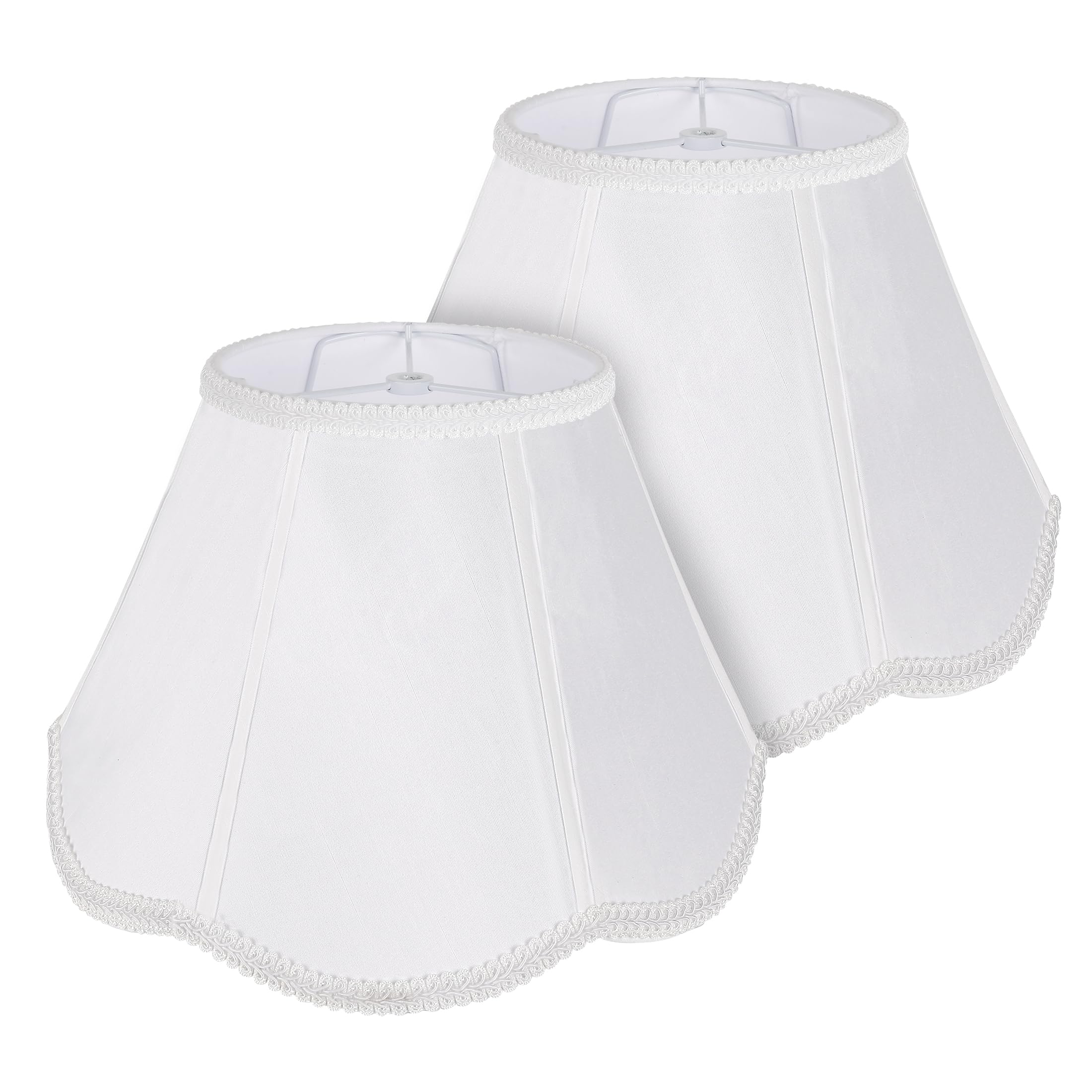Bell Lamp Shades Set of 2, Scalloped Lamp Shades 7" Top x 14" Bottom x ...