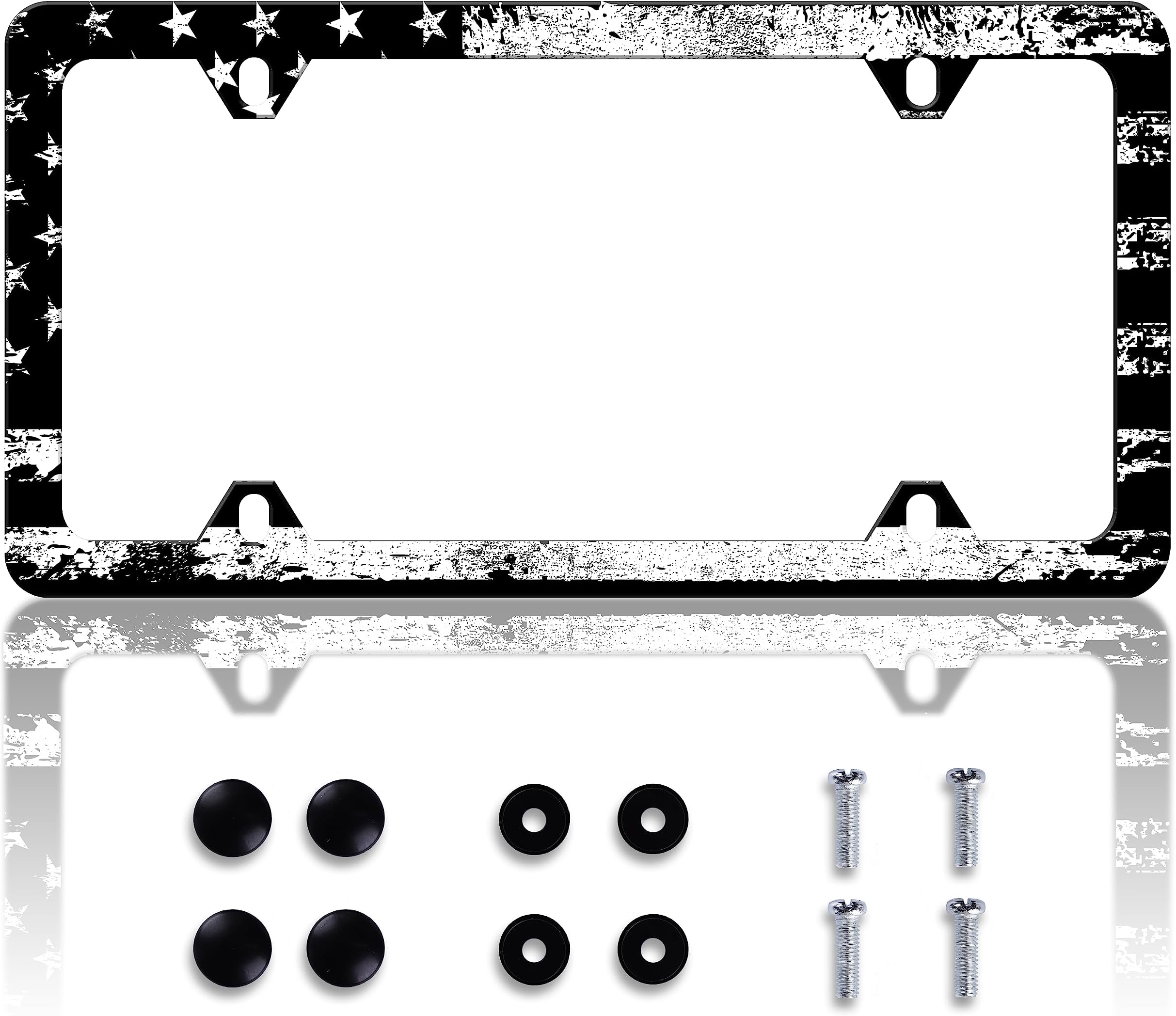 Amazon.com: American Flag License Plate Frames- Retro Patriotic USA ...